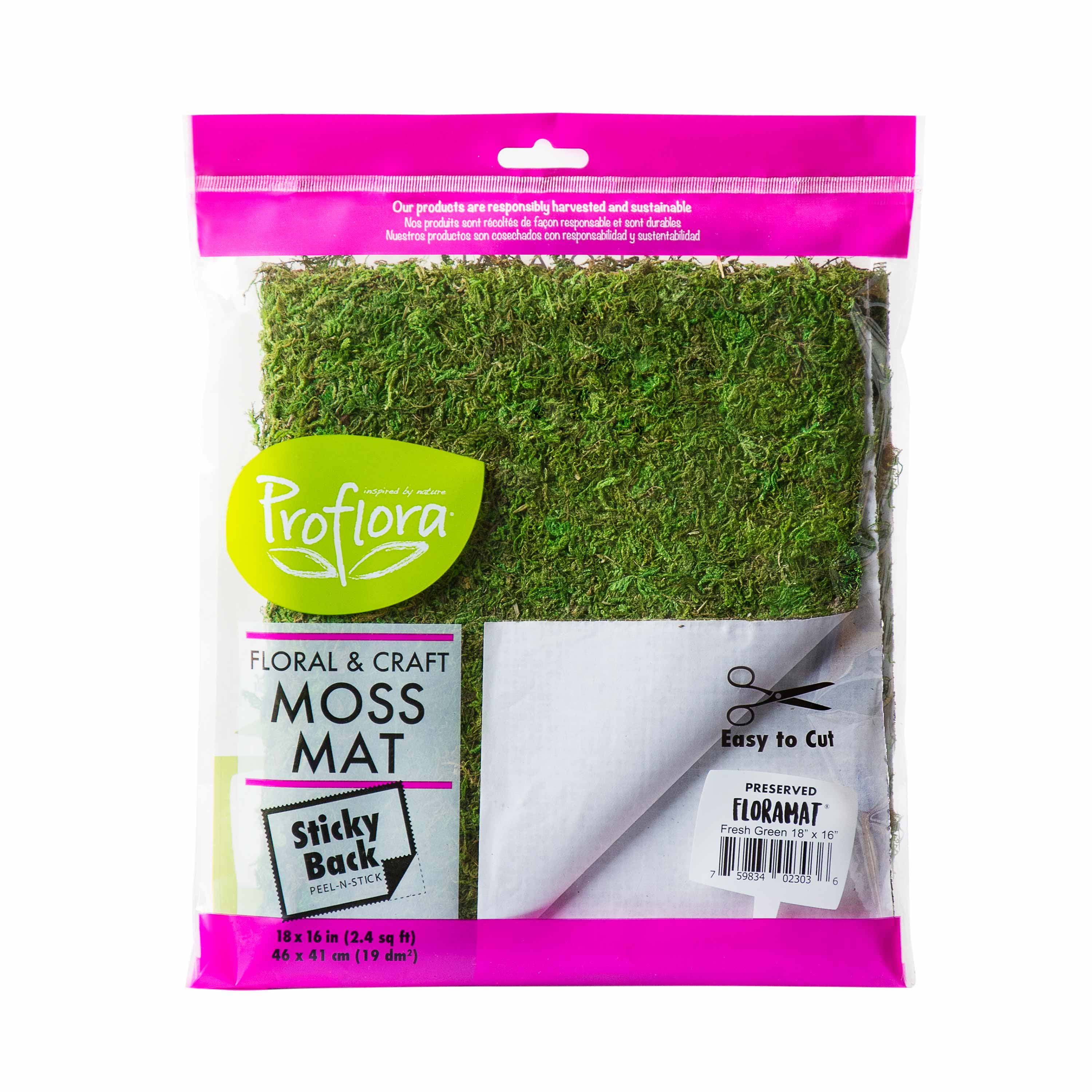ProFlora 16" x 18" Green Moss Sticky Back Mat, 1 Each Decoration 16in ...