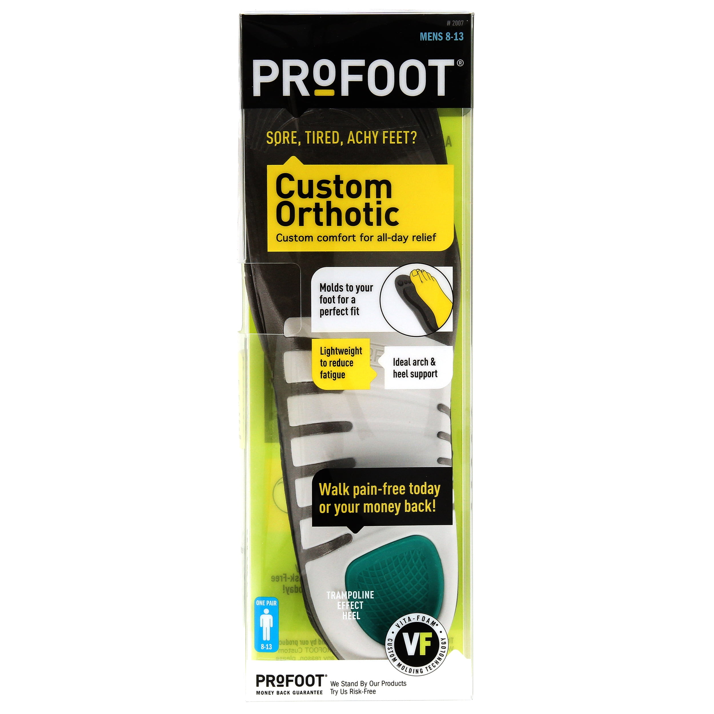 ProFoot Custom Insole with Vita-Foam, Men's 8-13 1 Pair - Walmart.com