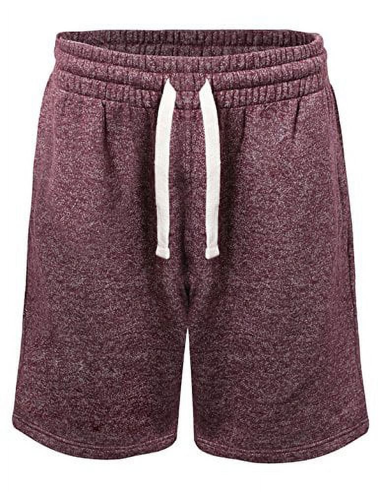 ProGo Men's Casual Basic Fleece Marled Shorts Pants with Elastic Waist ...