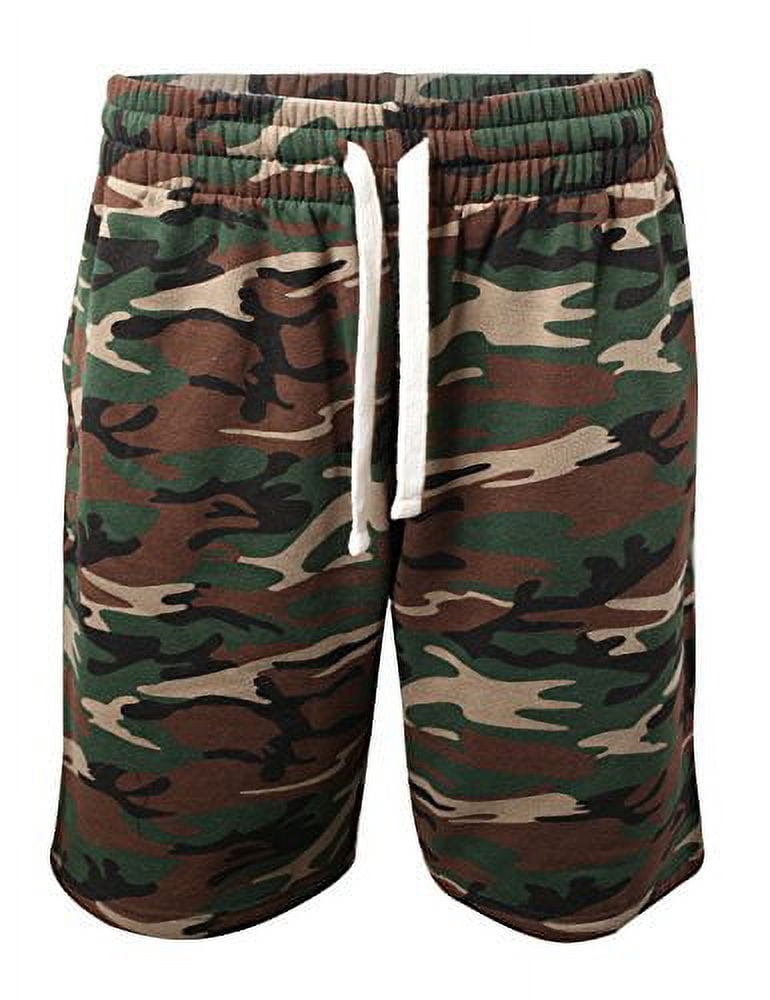 ProGo Men's Casual Basic Fleece Marled Shorts Pants with Elastic Waist ...