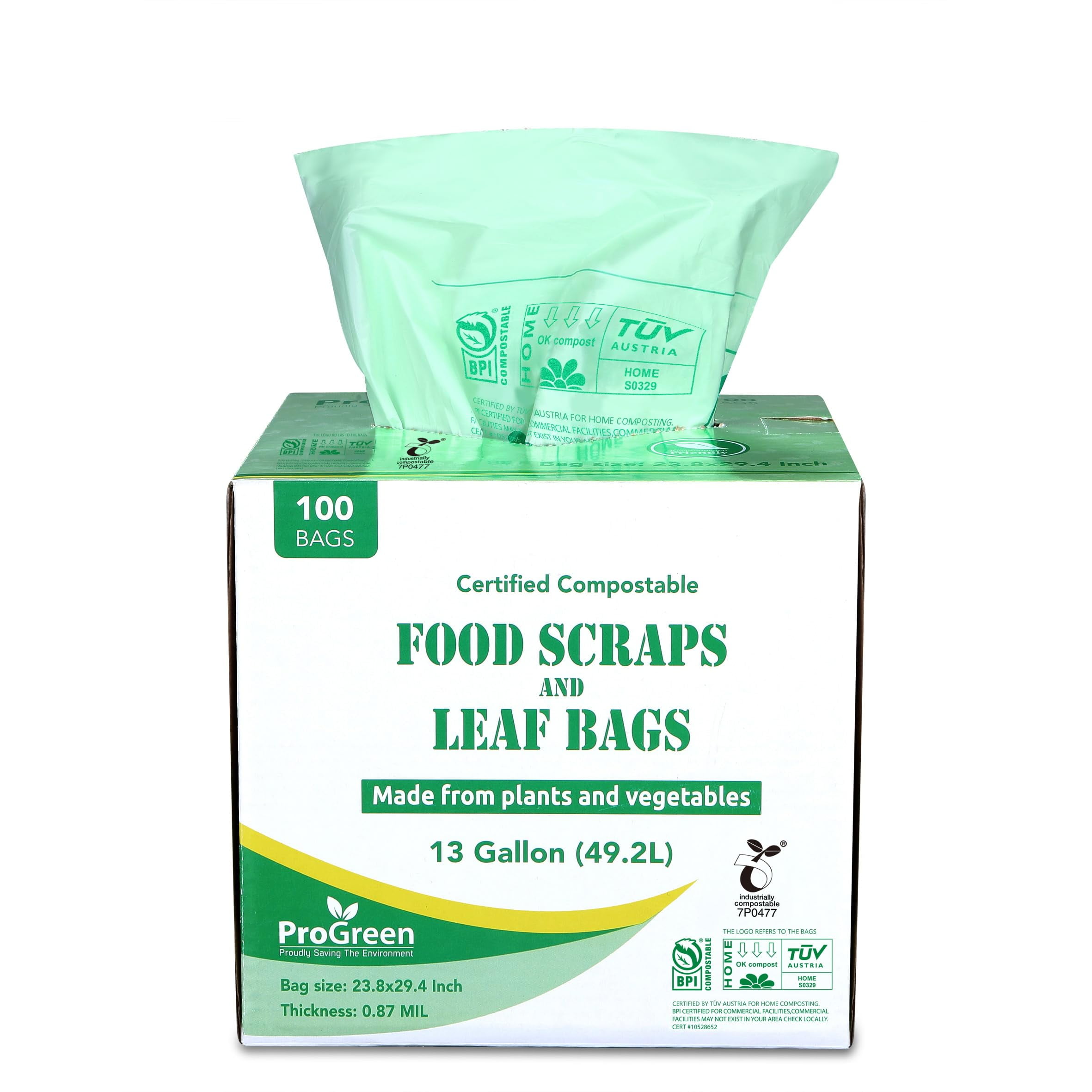 ProGreen Compostable Trash Bags, AIF9 Extra Thick, Compost Kitchen Bin ...