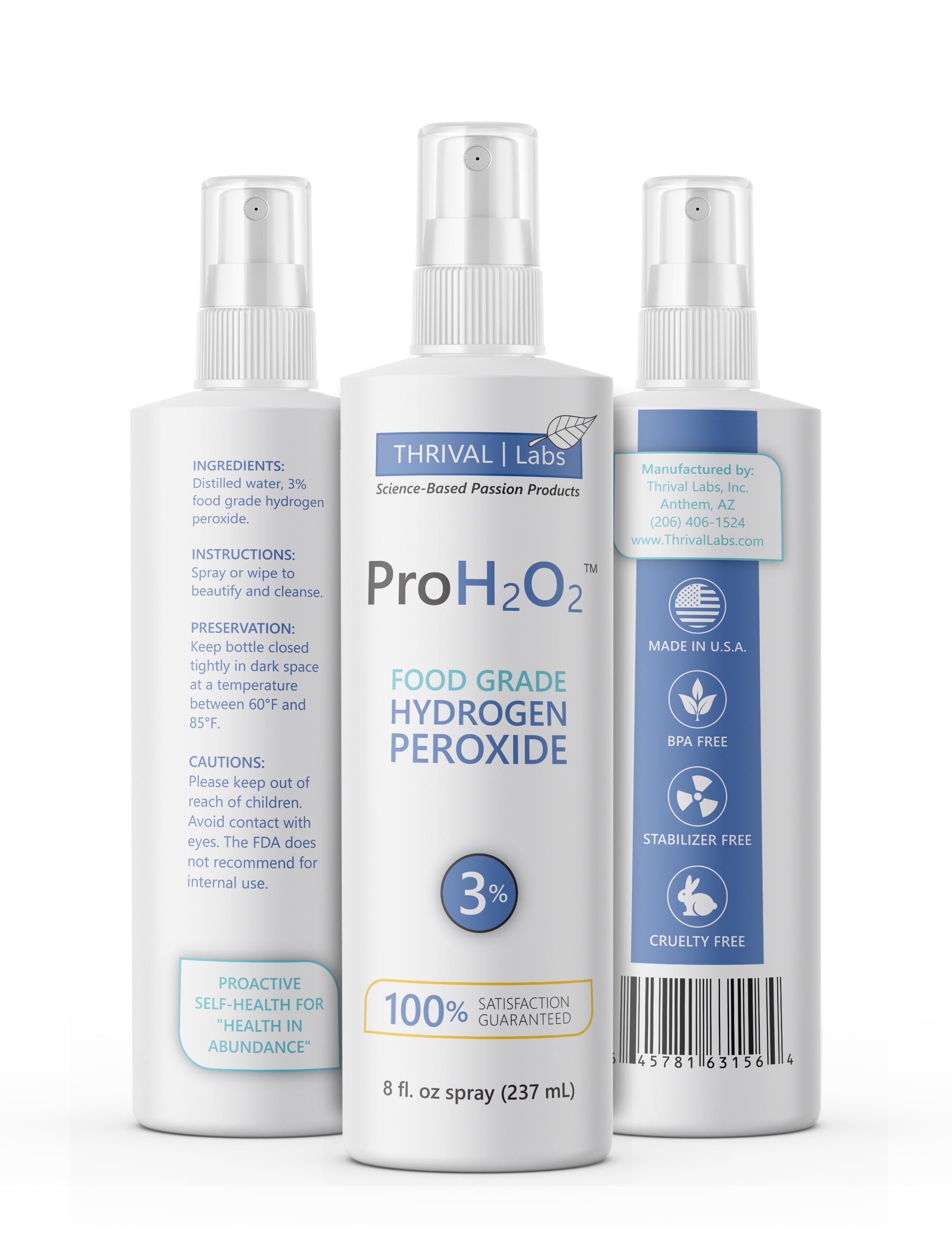 ProH2O2 Food Grade Hydrogen Peroxide 3%, Natural Cleaner by Thrival ...