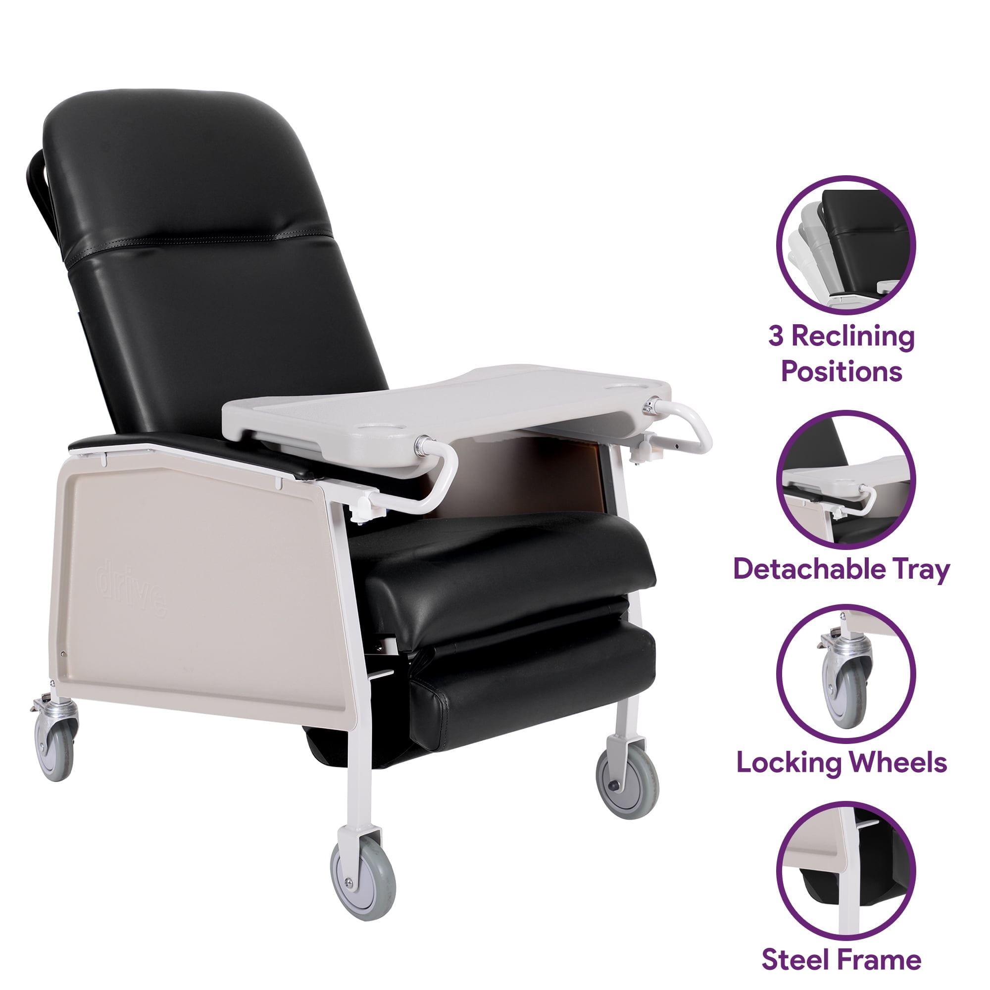 ProHeal 3 Position Geri Chair - Medical Recliner for Elderly with Meal ...
