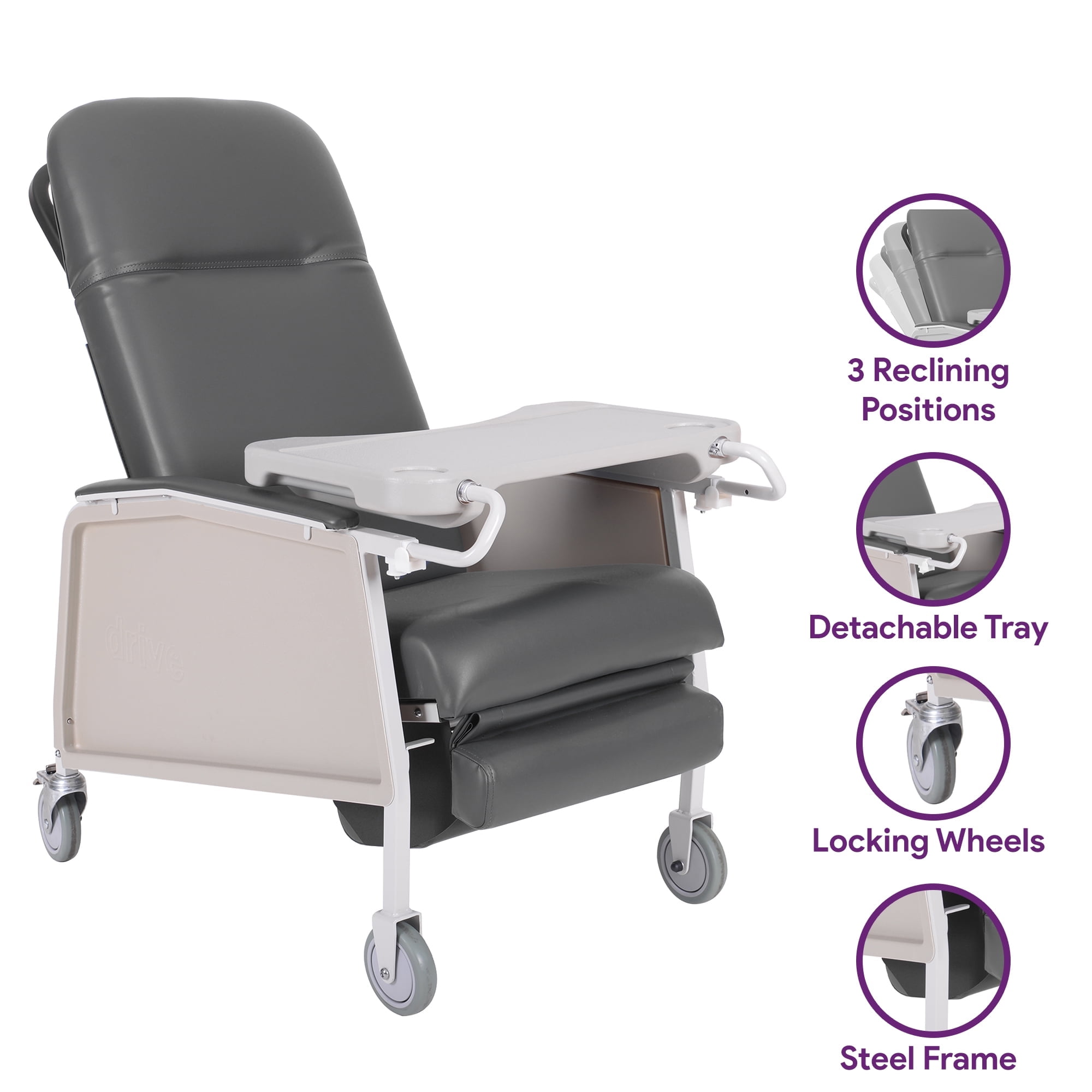 ProHeal 3 Position Geri Chair - Medical Recliner for Elderly with Meal ...