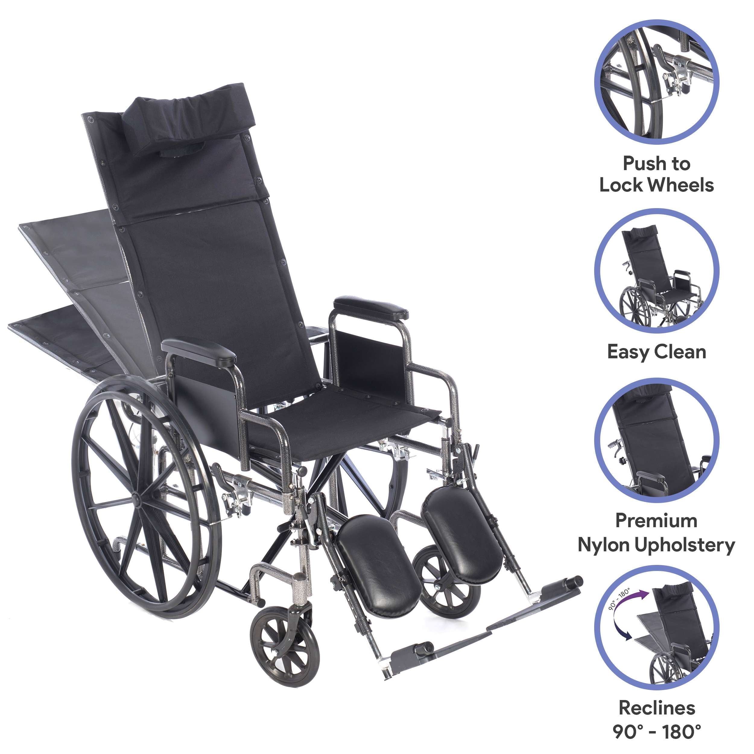 ProHeal Premium 16” Reclining Wheelchair with Elevating Legrests ...
