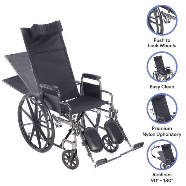 ProHeal 18” Reclining Wheelchair, Elevating Legrests, Removable Arms, 300LB Capacity - Walmart.com