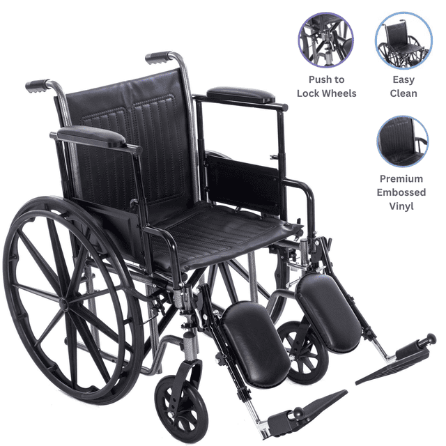 ProHeal Premium Wheelchair with Removable Full Arms, Elevating Leg ...