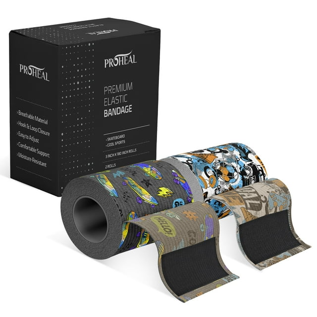 ProHeal Reusable Elastic Bandage Wrap For Wounds, 2 Pack Fun Colors ...