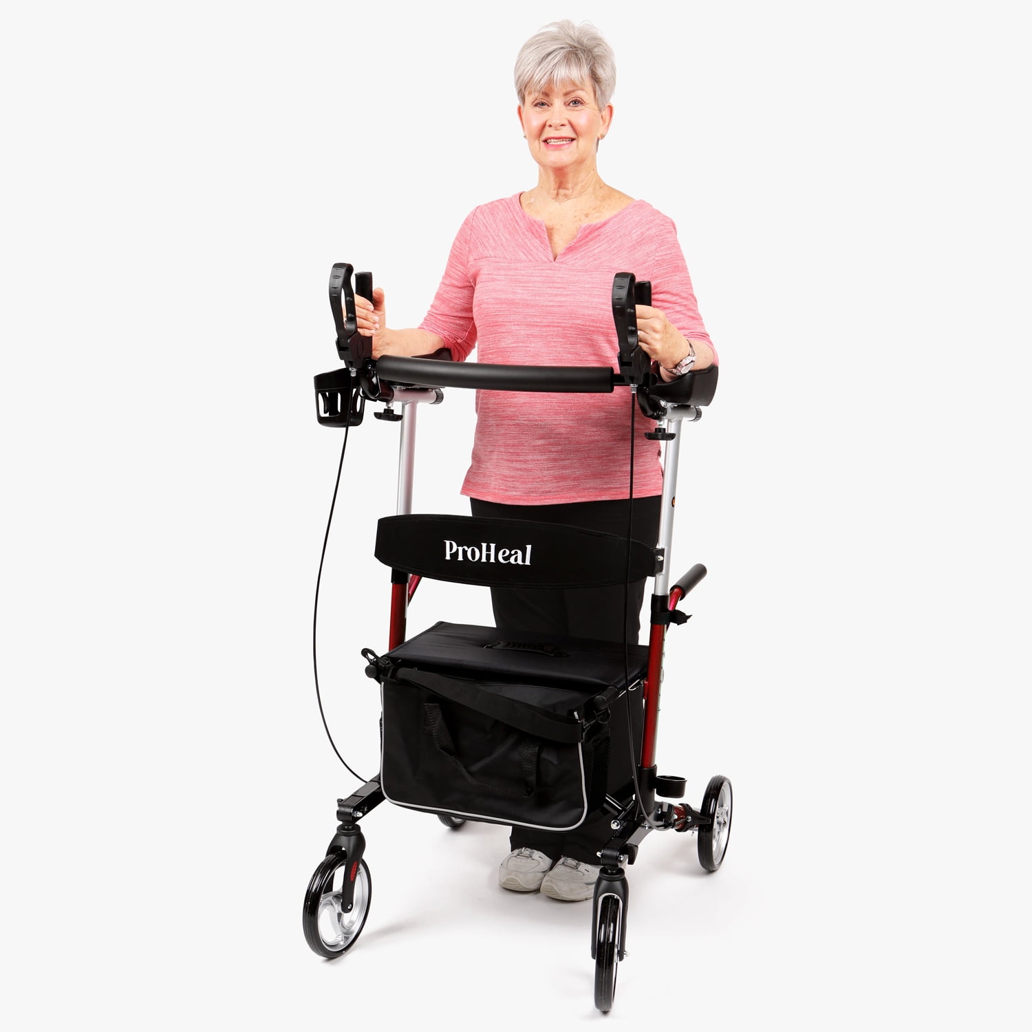 ProHeal Stand Up Walker with Seat - Tall Rollator with Adjustable ...