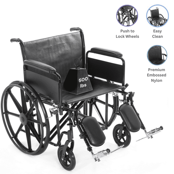 "ProHeal Ultra Wide Oversized Transport Medical Chair, 22"" Wide Seat ...