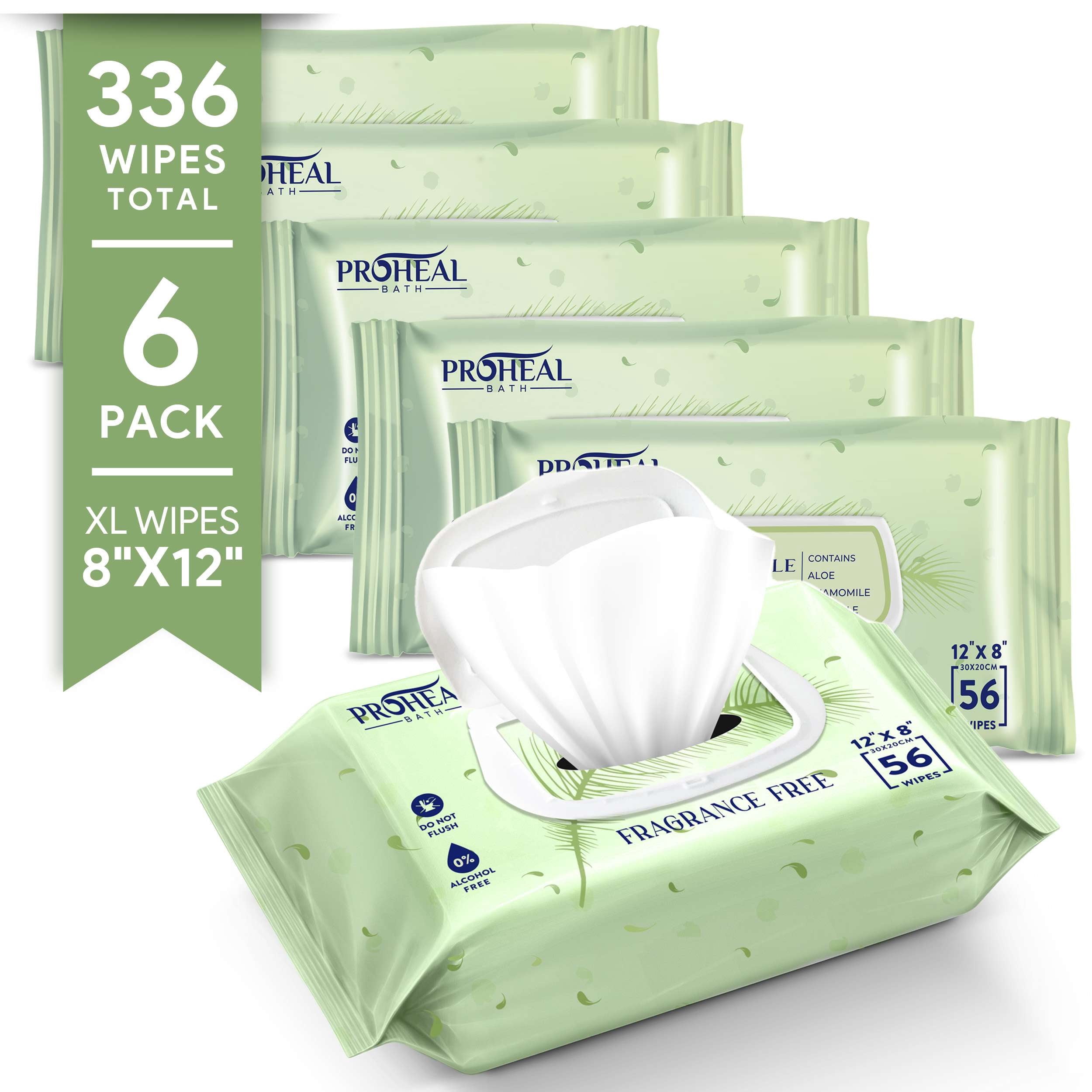ProHeal X Large Adult Wet Wipes – 6 Packs of 56 [336 Count] 12" x 8 ...