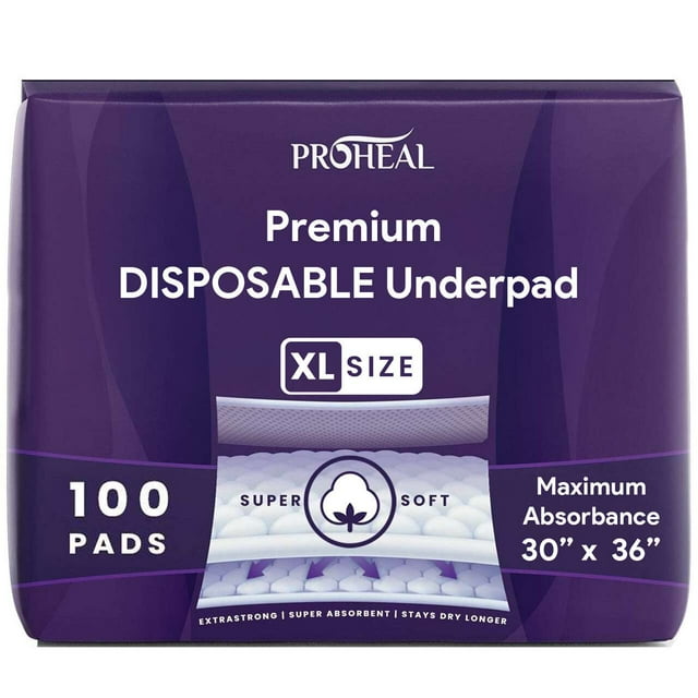 ProHeal XL Underpads, [100 ct.] Disposable Chucks Bed Pads for ...