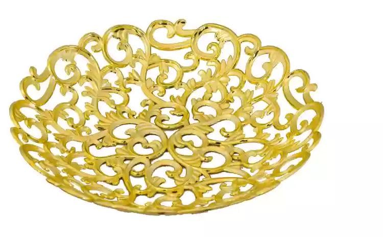 ProKart Premium Golden Plastic Basket with Floral Design Gold Finish ...