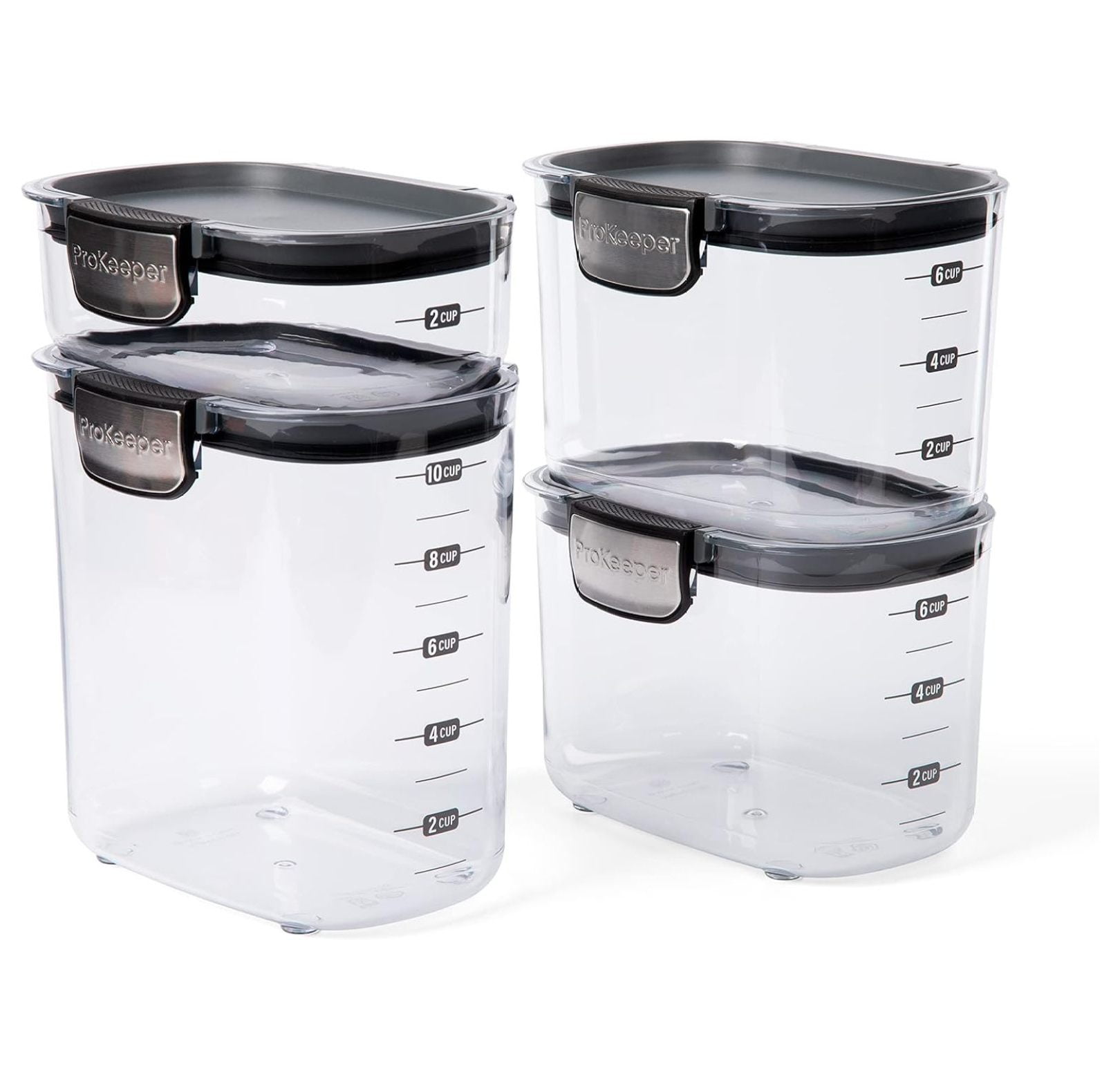 ProKeeper+ 4-Piece Clear Plastic Modular Airtight Pantry Food/Snack ...