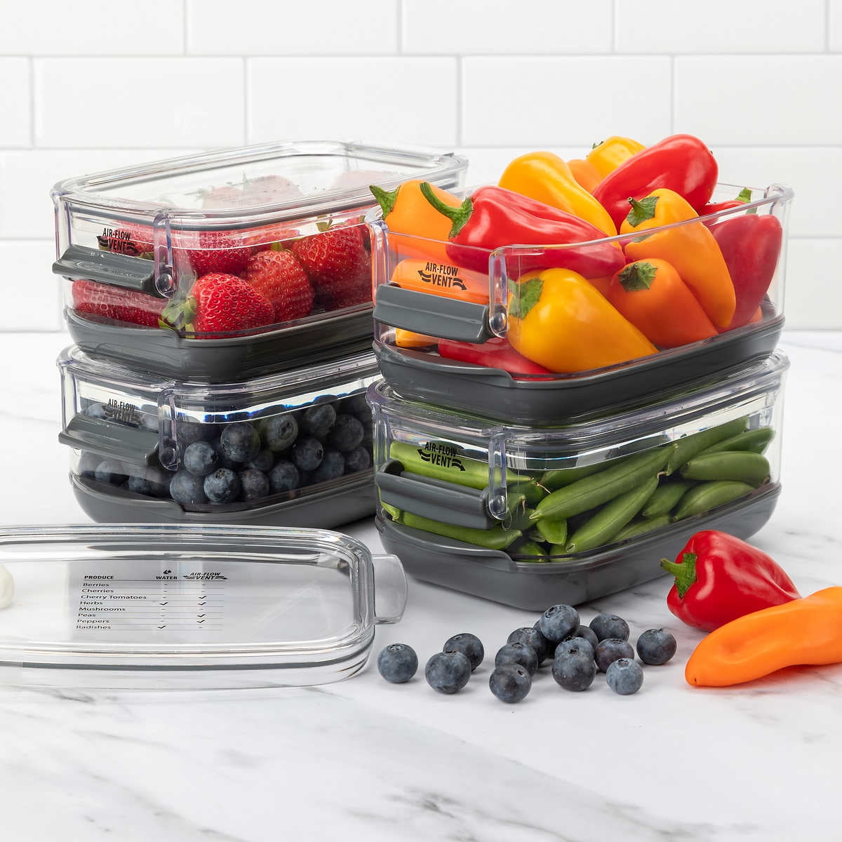 ProKeeper 4-Pack Fresh Produce Keeper Set with Air-Flow Vent System ...