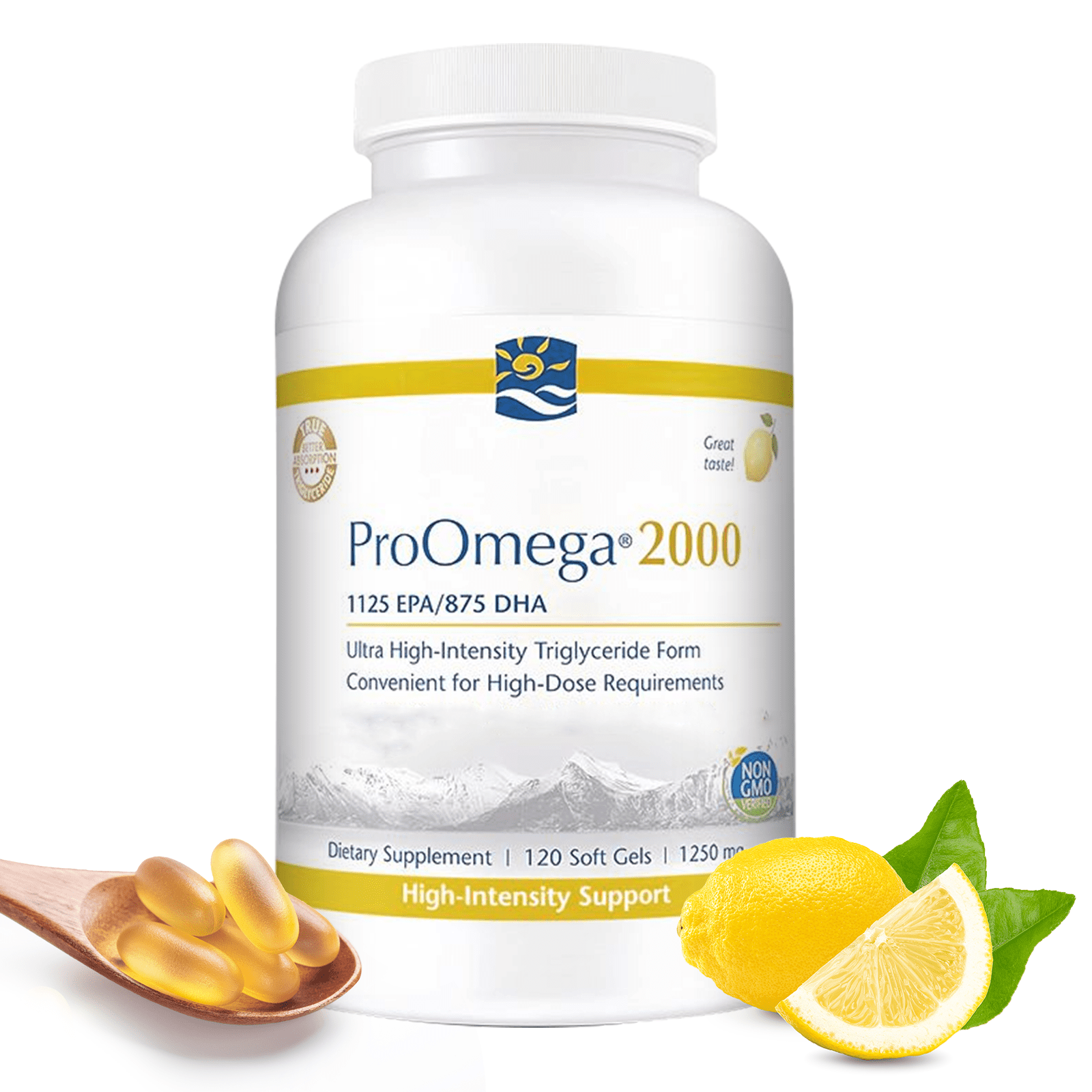 ProOmega 2000, Lemon Flavor - 120 Softgels (60 Servings) - Walmart.com