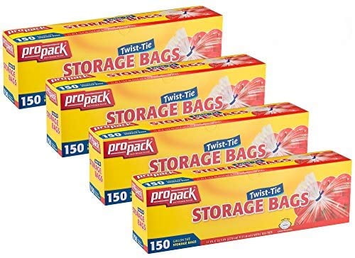 ProPack Disposable Plastic Storage Bags With Original Twist Tie, 1 Gallon Size, 600 Bags, Great ...