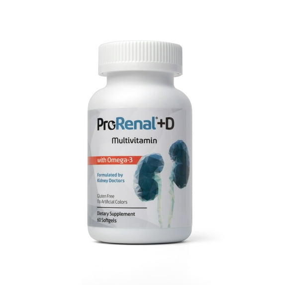ProRenal+D Kidney Multivitamin with Omega-3 Fish Oil, Gluten-Free ...