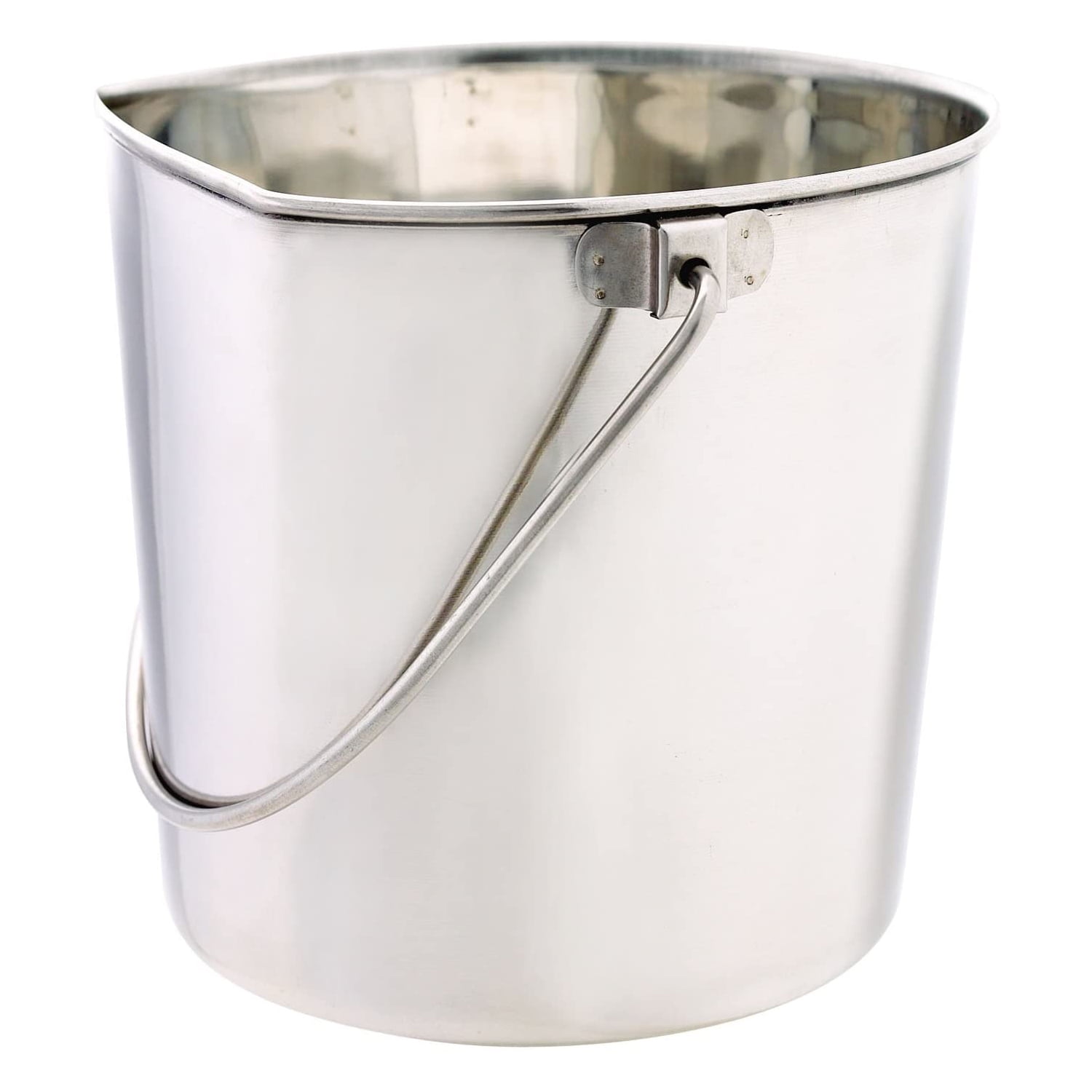 ProSelect Flat Sided Stainless Steel Farm Animal Food &Water Pail, 6 Qt ...