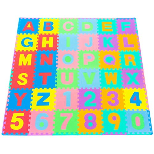 ProSource Puzzle Alphabet and Numbers Foam PlayMat for Kids - 36 tiles ...