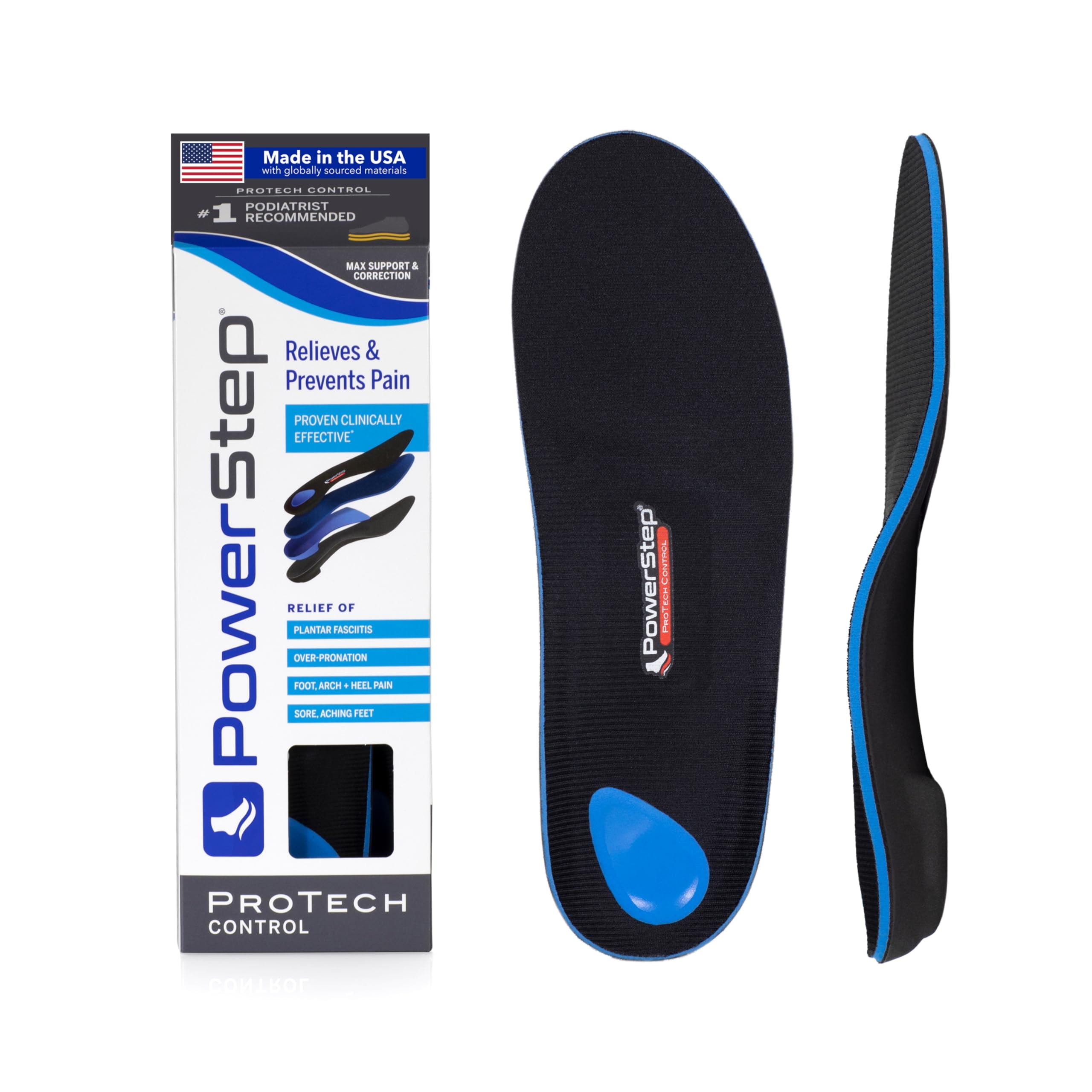 ProTech Control Full Length Orthotic Insoles, Plantar Fasciitis and ...
