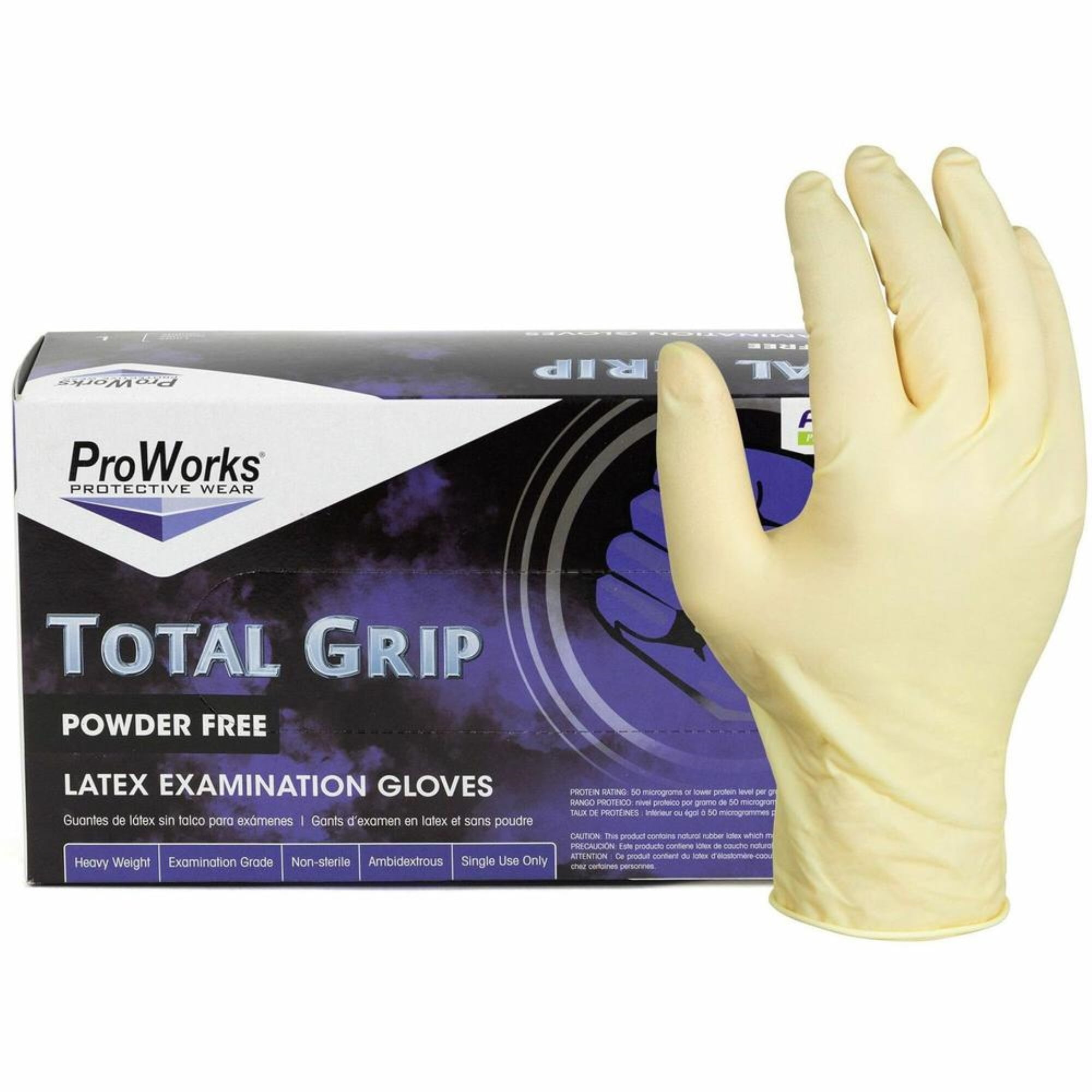 ProWorks Total Grip Latex Powder Free Exam Gloves - Large Size - For ...