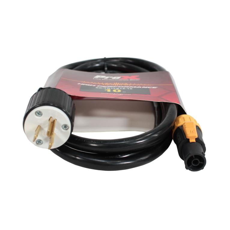 ProX 10 foot 12AWG 120VAC Male Edison NEMA 5-15P to TRUE1 powerCON Male ...