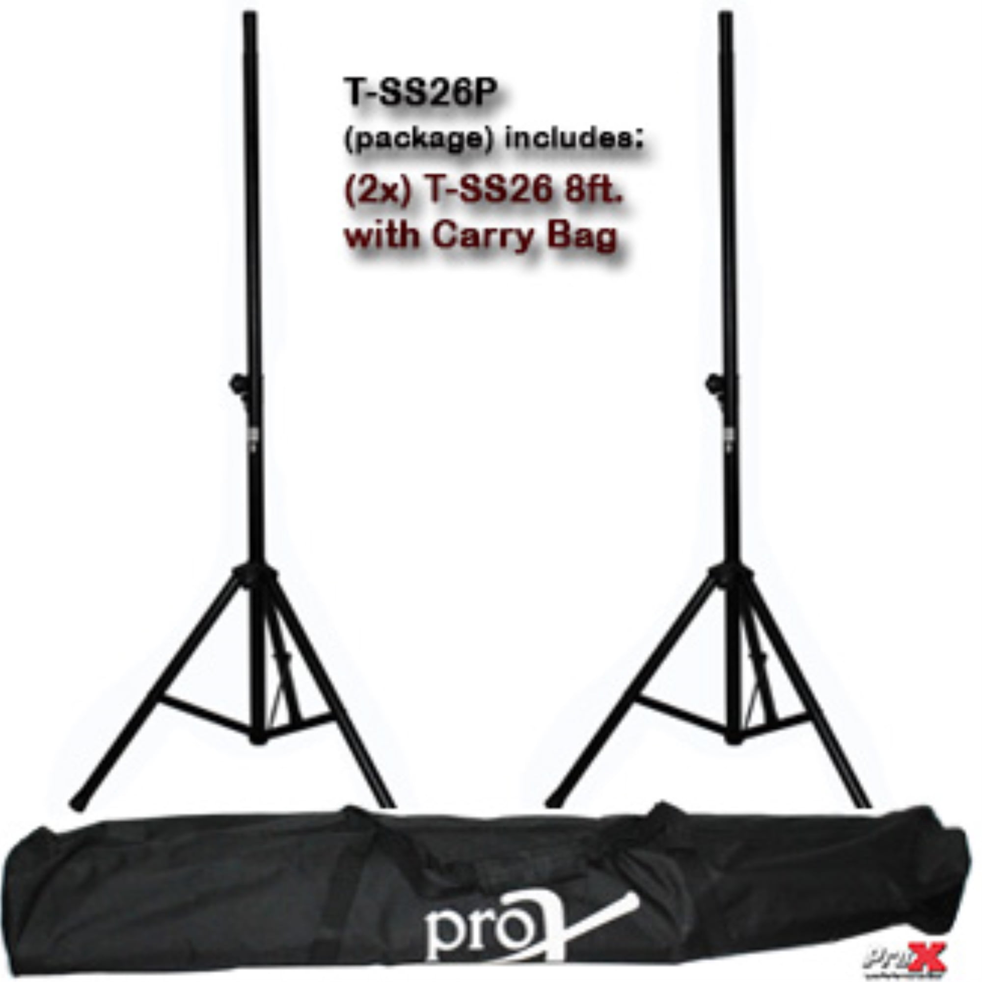 ProX T-SS26P 8' (96") All Metal Speaker Stand Set of 2 W/Carrying Case ...