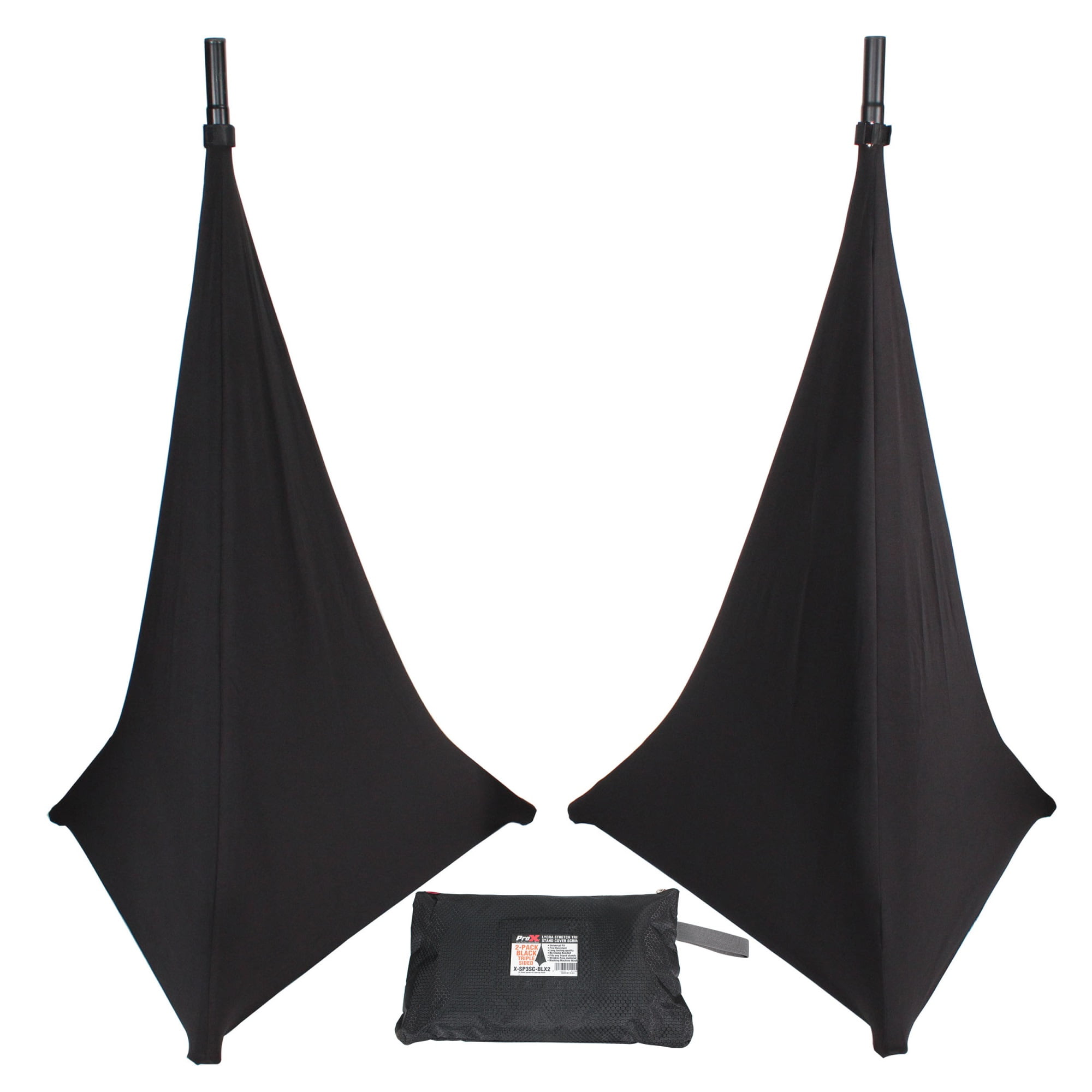 ProX X-SP3SC-BLX2 Two-Pack Three Side Speaker Stand Cover Scrim (Black ...