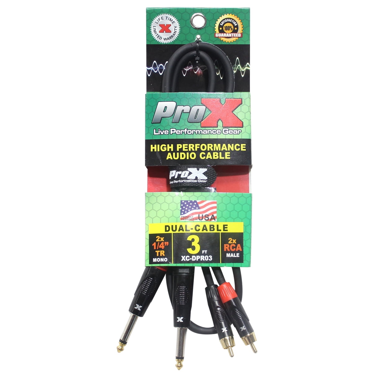ProX XC-DPR03 3' Dual 1/4" TS-M to Dual RCA-M Unbalanced High ...