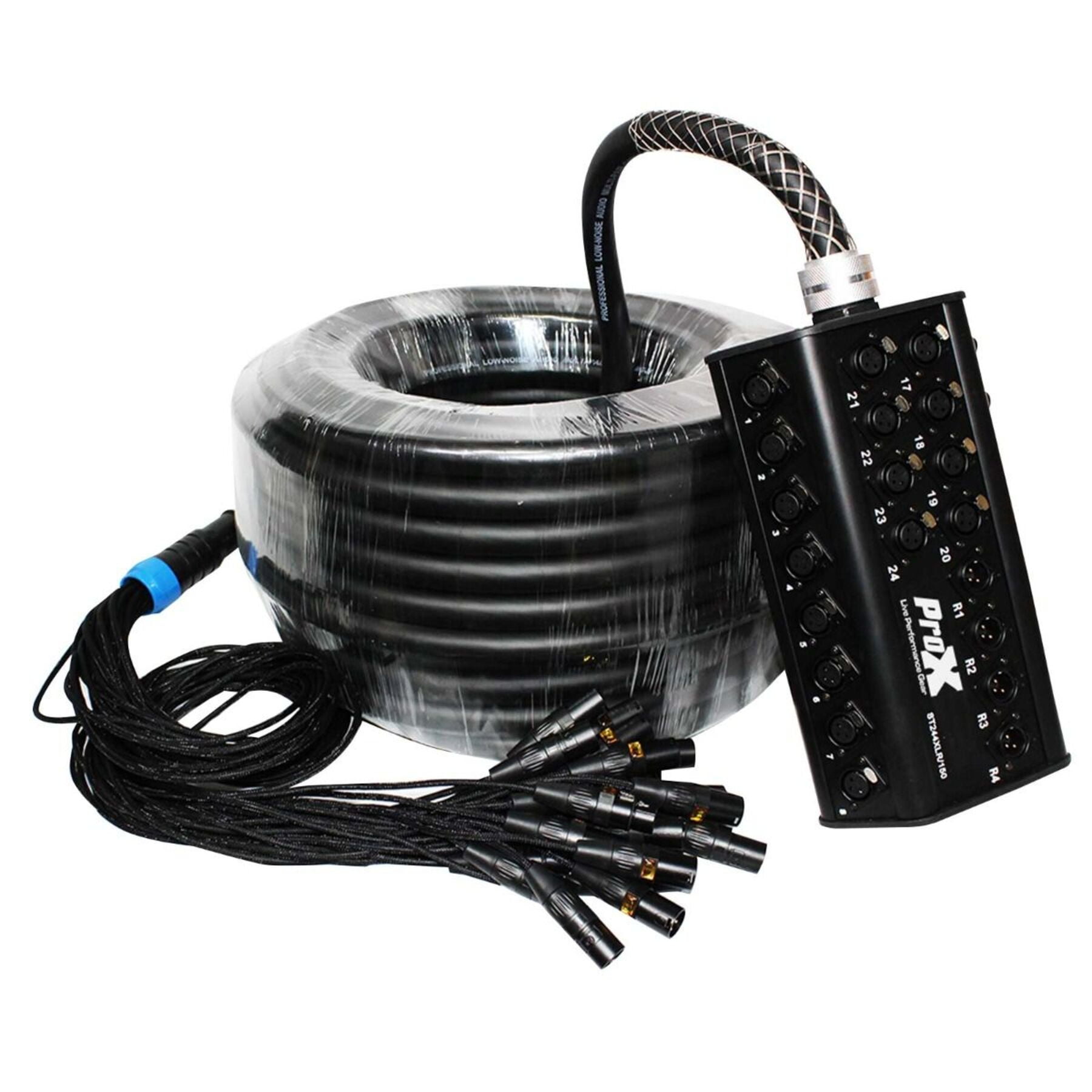 ProX XC-SB244XLR100 100' XLR Stage Extension Box w/24 XLR-F+4 XLR-M ...