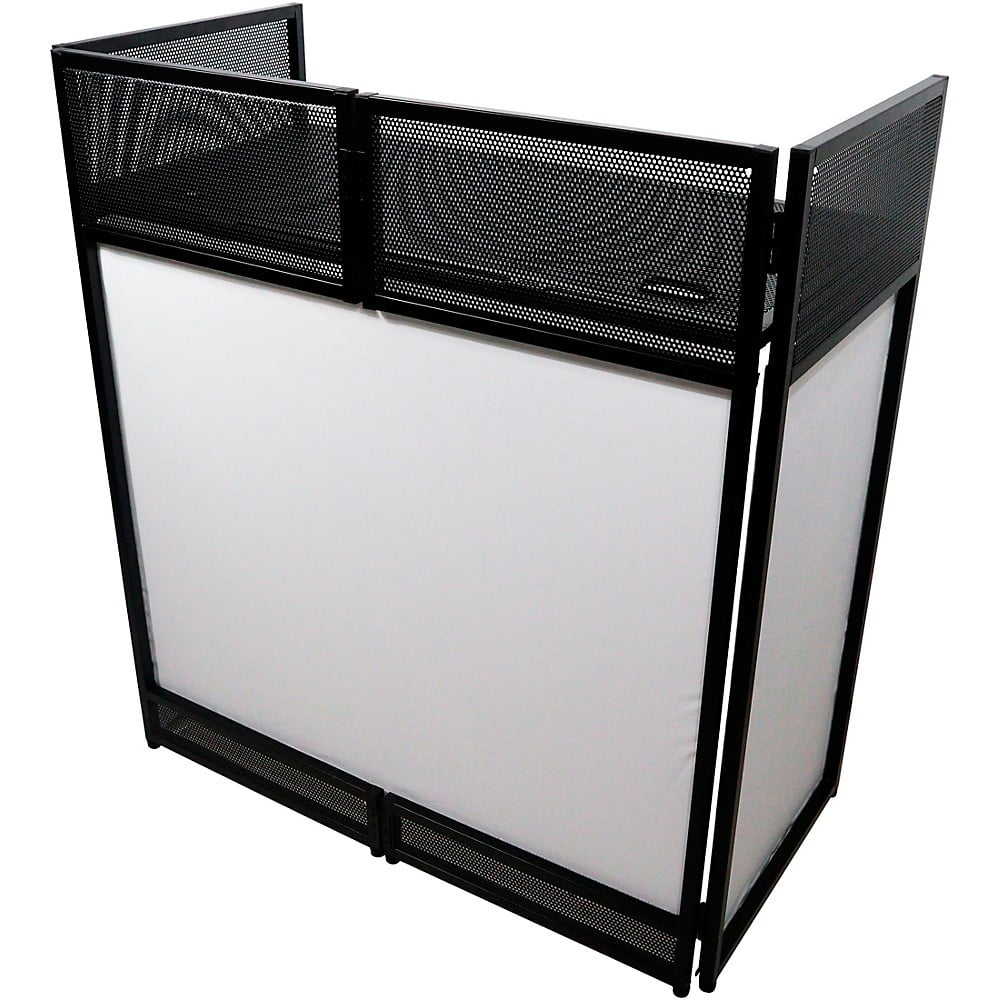 ProX VISTA DJ Booth Facade Table Station - Easy Setup with White/Black ...