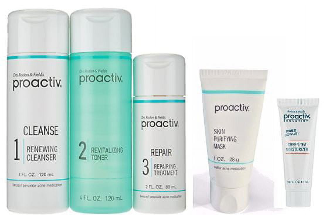 Proactiv 5 piece, 60 Day Set with Green Tea Moisturizer & Skin ...