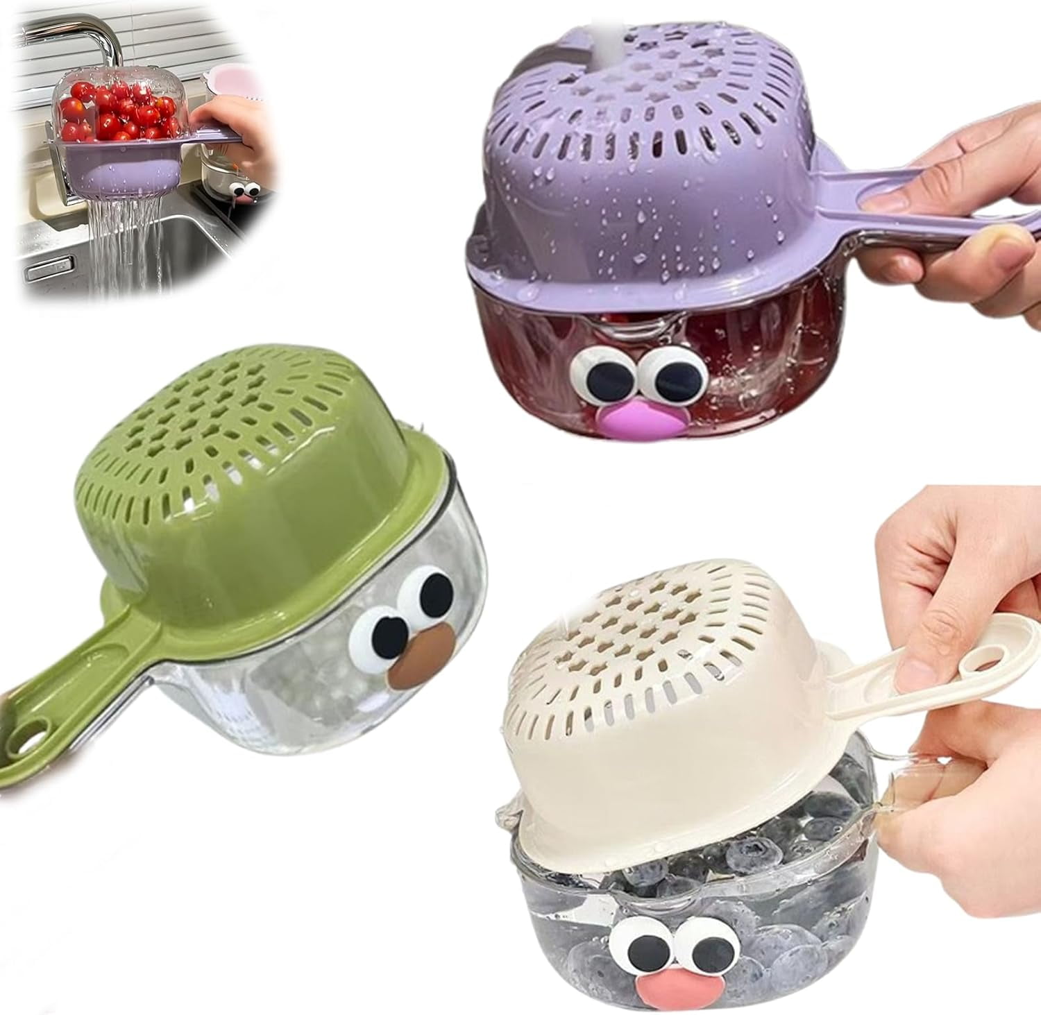 Probabledy Draining Basket, Kitchen Dual Layer Draining Basket with ...