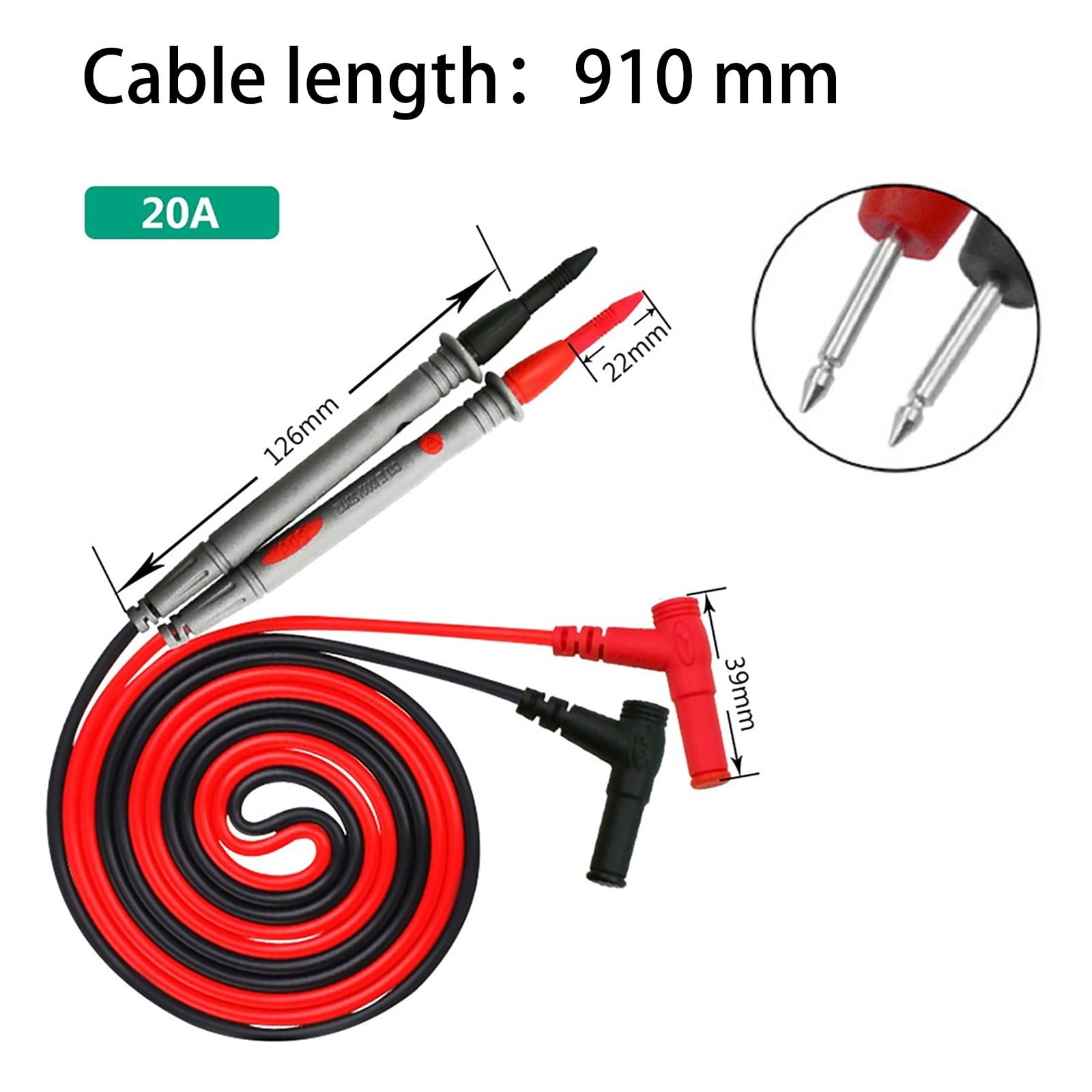 Probe Test Cord 20A Digital Multimeter Test Leads Meter Needle Wire ...