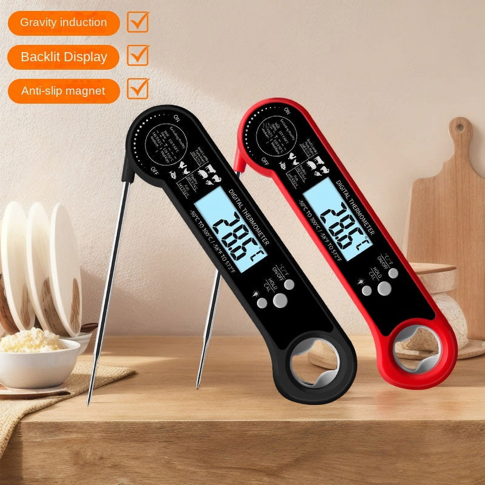 Probe digital display thermometer electronic barbecue meat thermometer ...