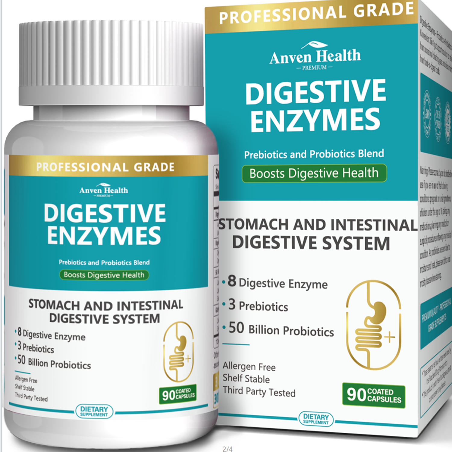 Probiotic 50 Billion CFU Plus Prebiotic for Stomach and Intestinal ...