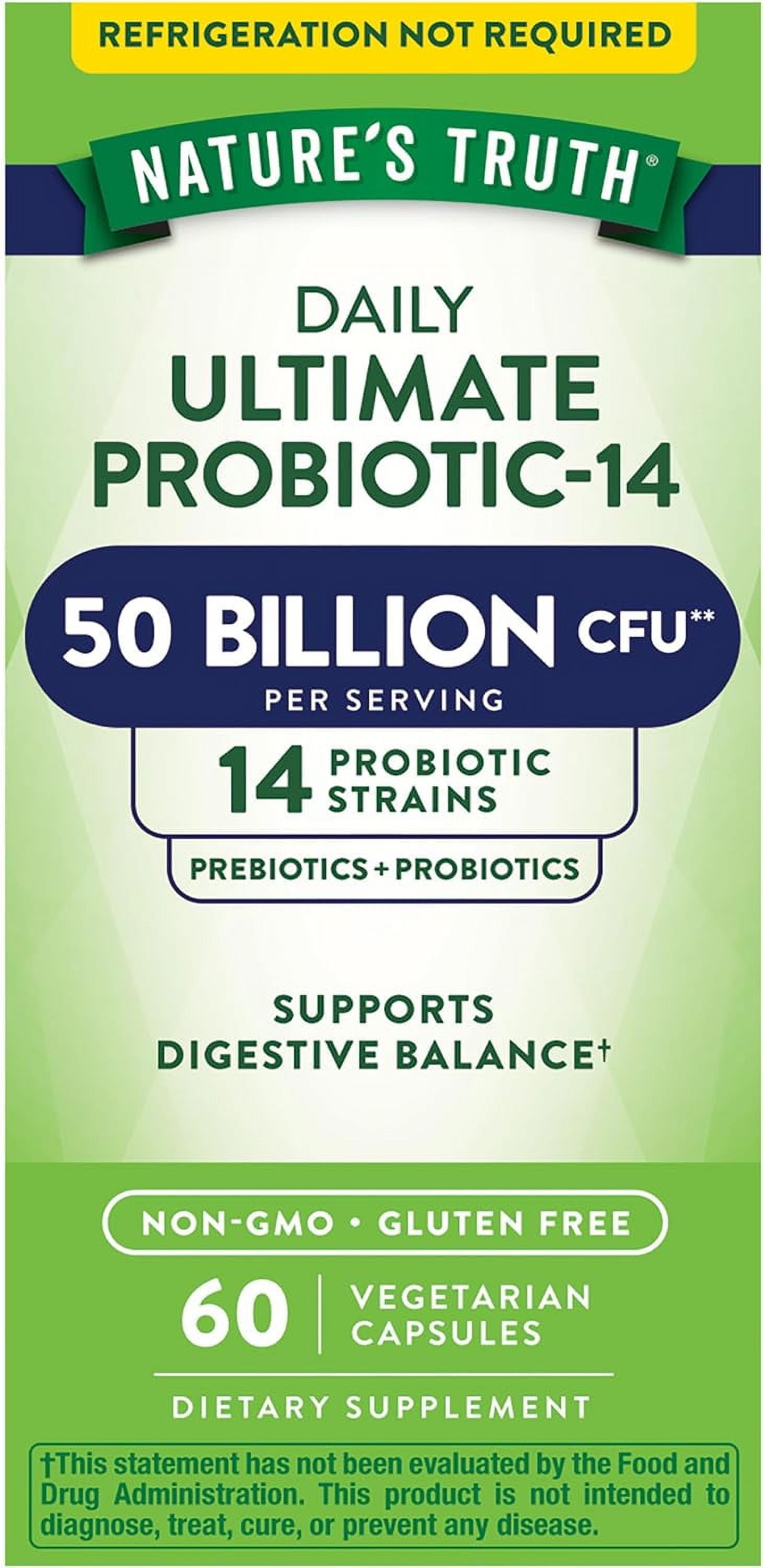 Probiotic 50 billion CFU | 200mg Prebiotics | 60 Capsules | Vegetarian ...