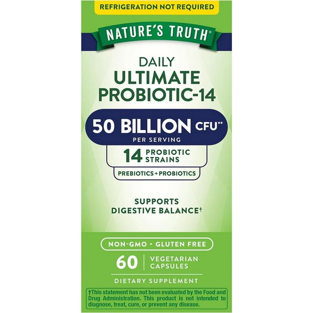 Probiotic 50 billion CFU | 200mg Prebiotics | 60 Capsules | Vegetarian ...