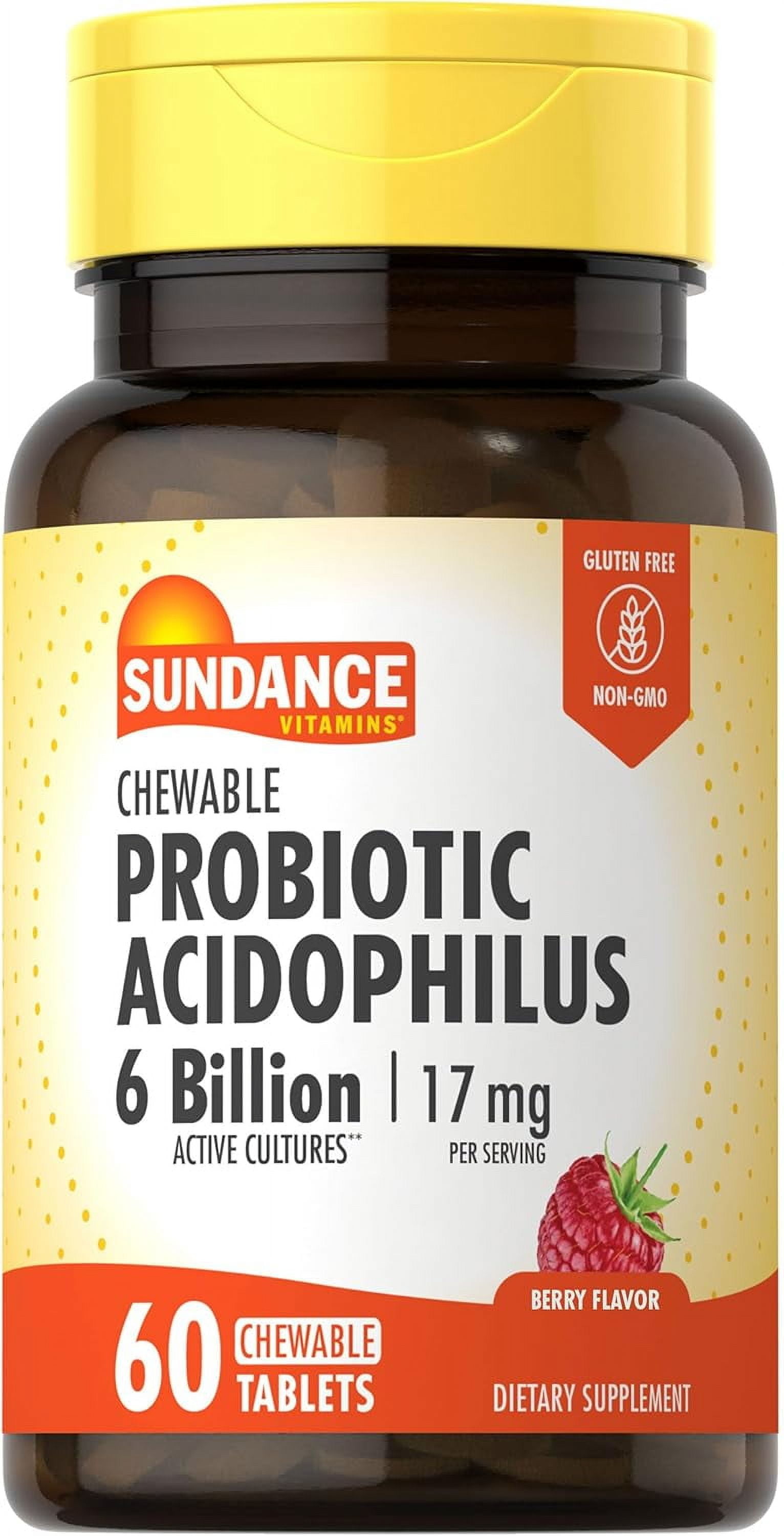 Probiotic Acidophilus 17mg | 6 Billion Active Cultures | 60 Chewable ...