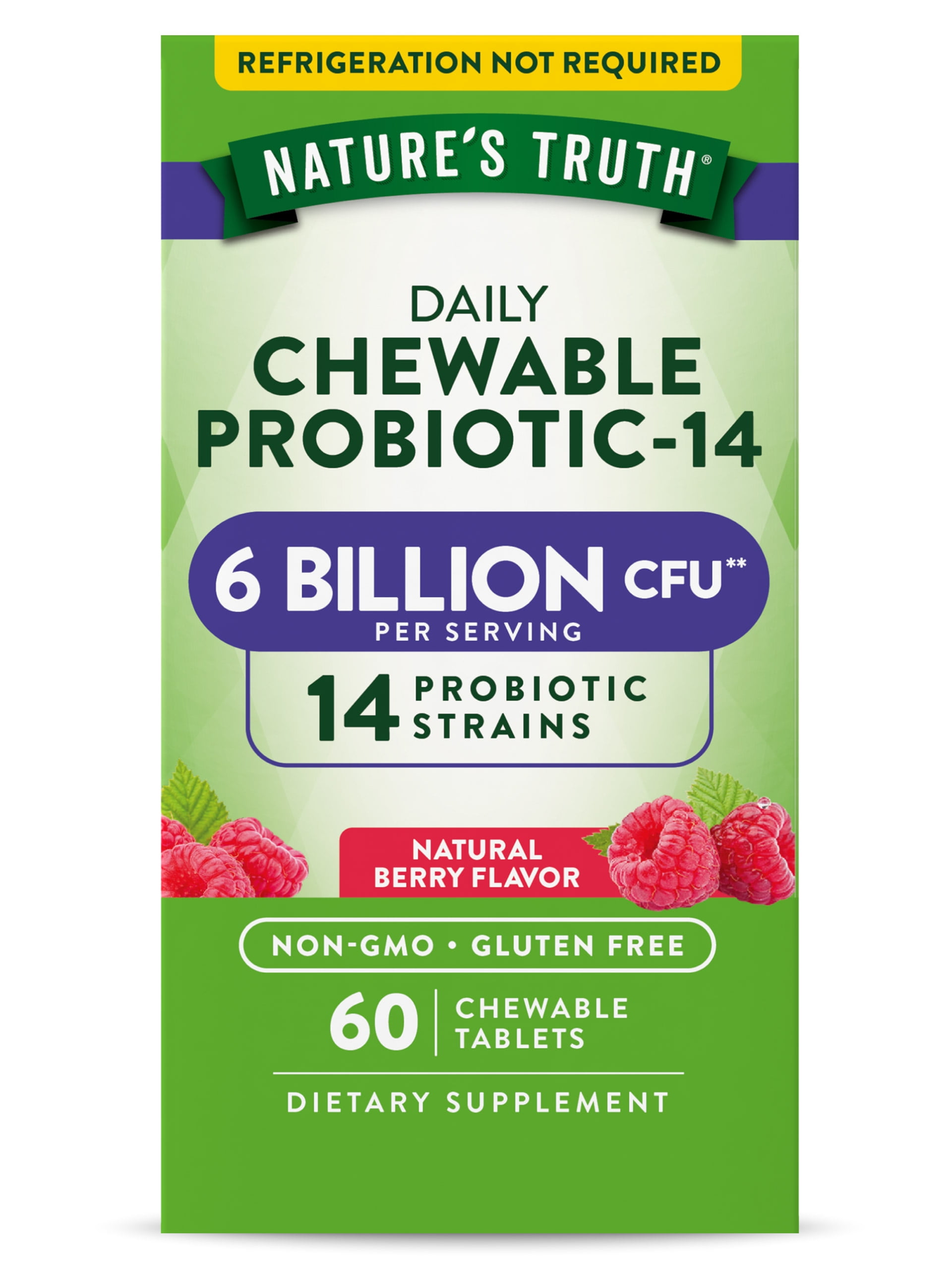Nature's Truth Probiotic Chewables| 6B CFU, 60 Count | 14 Strains | Non ...