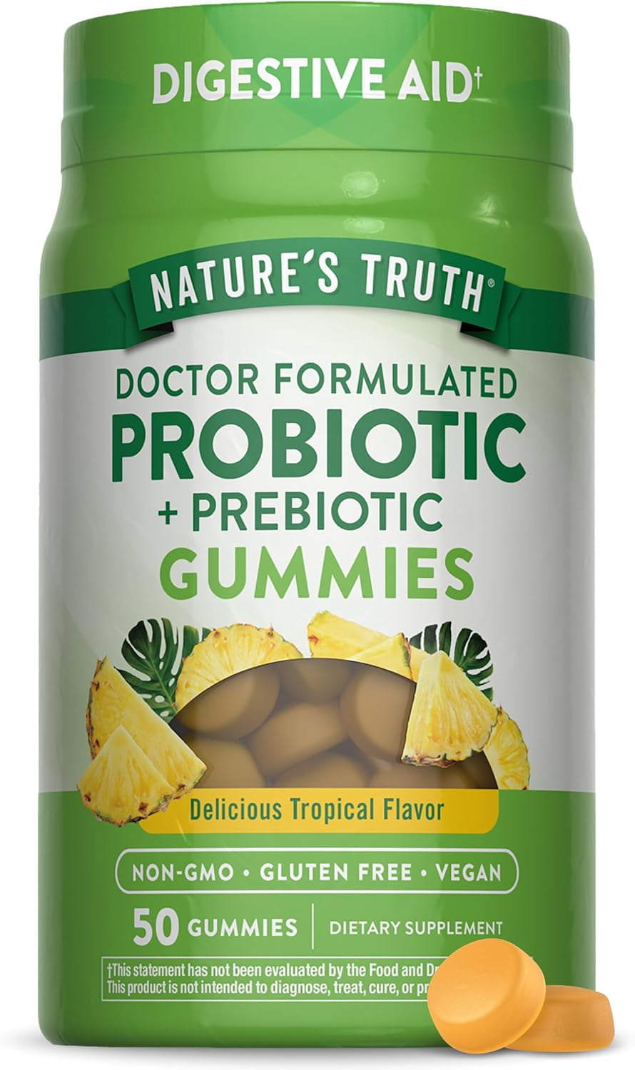 Nature's Truth Probiotic Gummies, 50 Count, Digestive Support, Vegan ...
