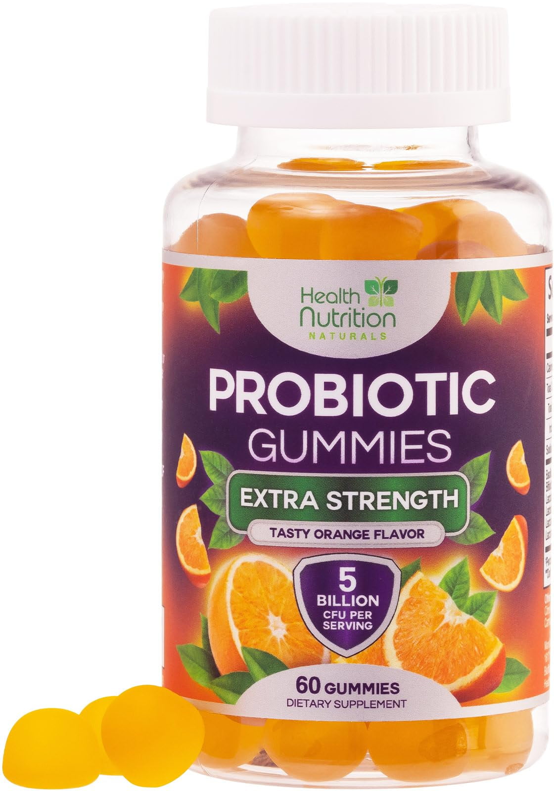 Daily Probiotic Gummies, Extra Strength 5B CFU, Vegan, Digestive ...