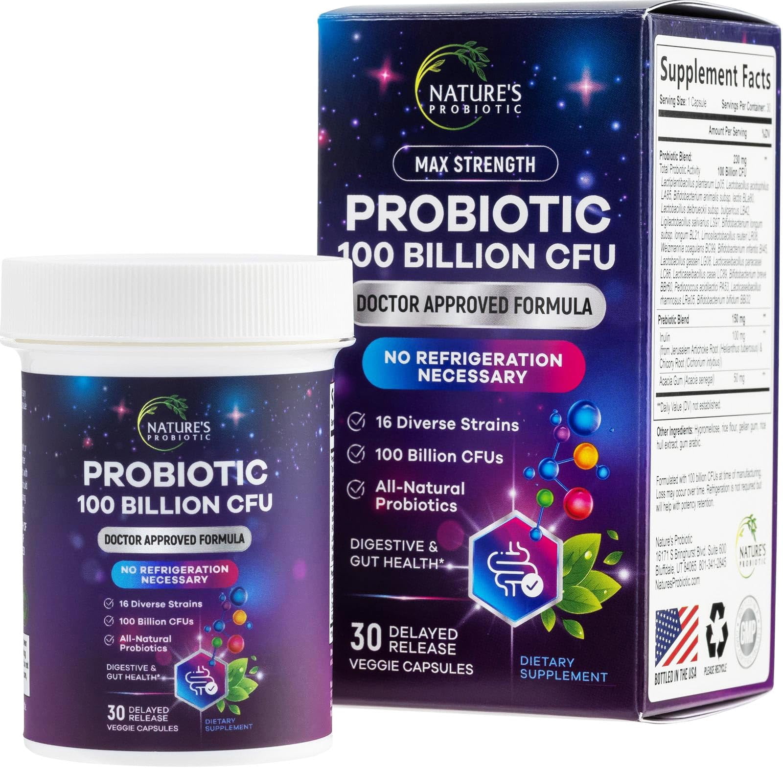 Nature's Probiotic 100 Billion CFU - 16 Diverse Strains - Our Best ...