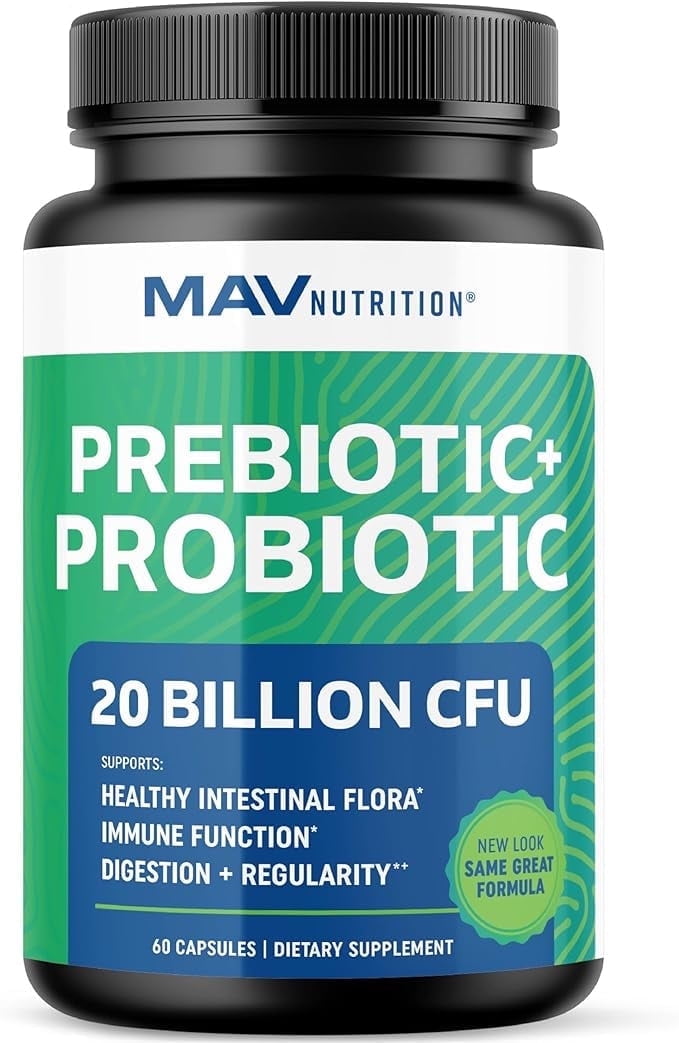 MAV Nutrition Pre-Pro, Gluten Free Prebiotic + Probiotic, 60 Veg ...