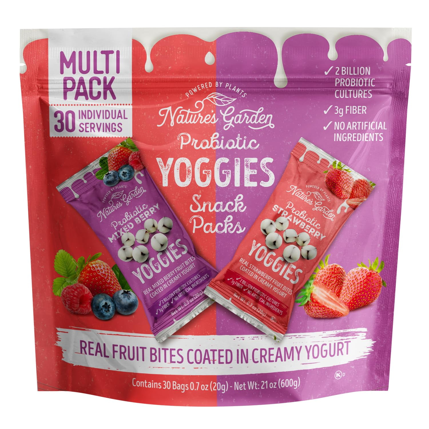 Probiotic Yoggies Multi Pack, 21oz (Strawberry Yoggies 15x0.7 oz +Mixed ...