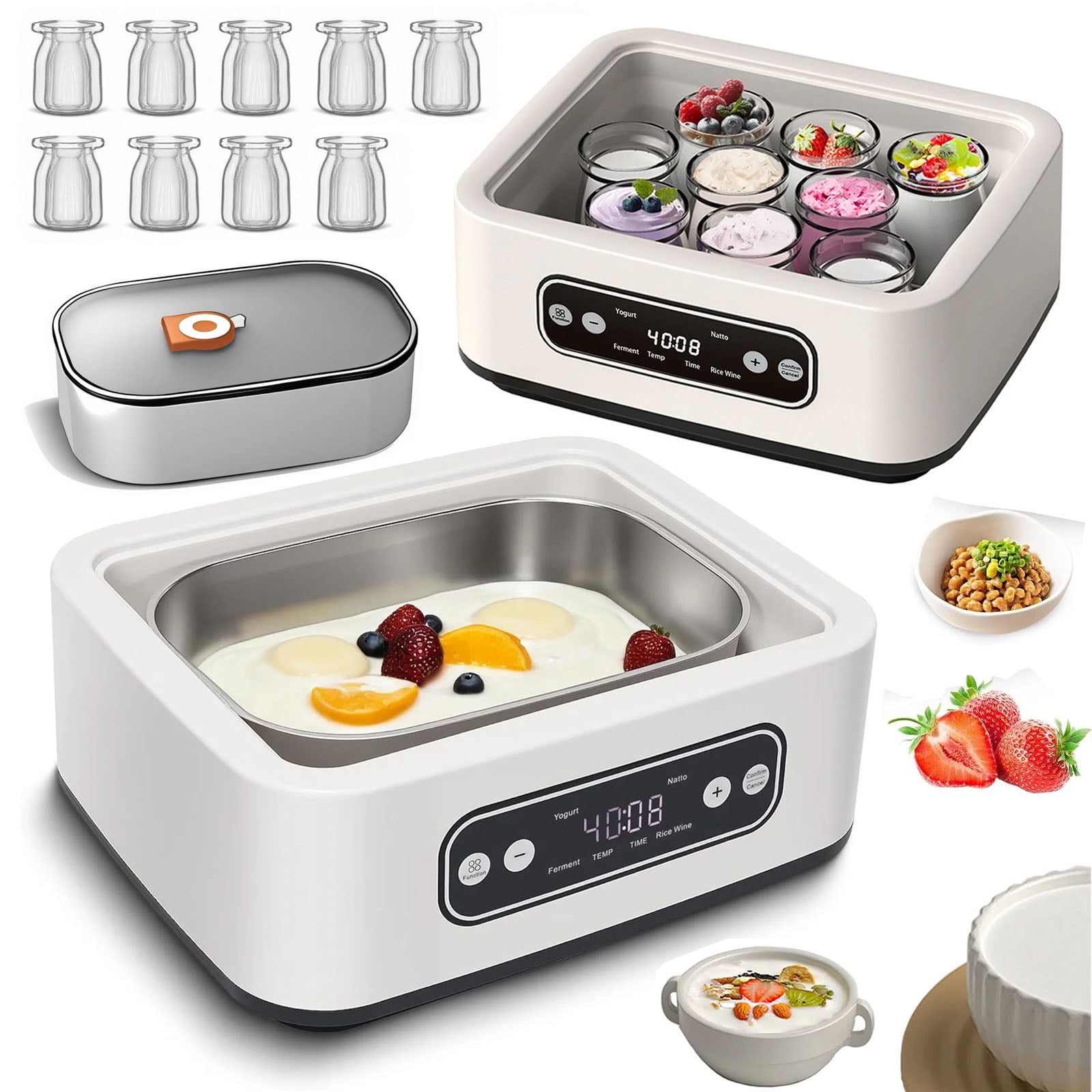 Yogurt Maker, Probiotic Yogurt Machine with 9 Glass Jars, Adjustable ...