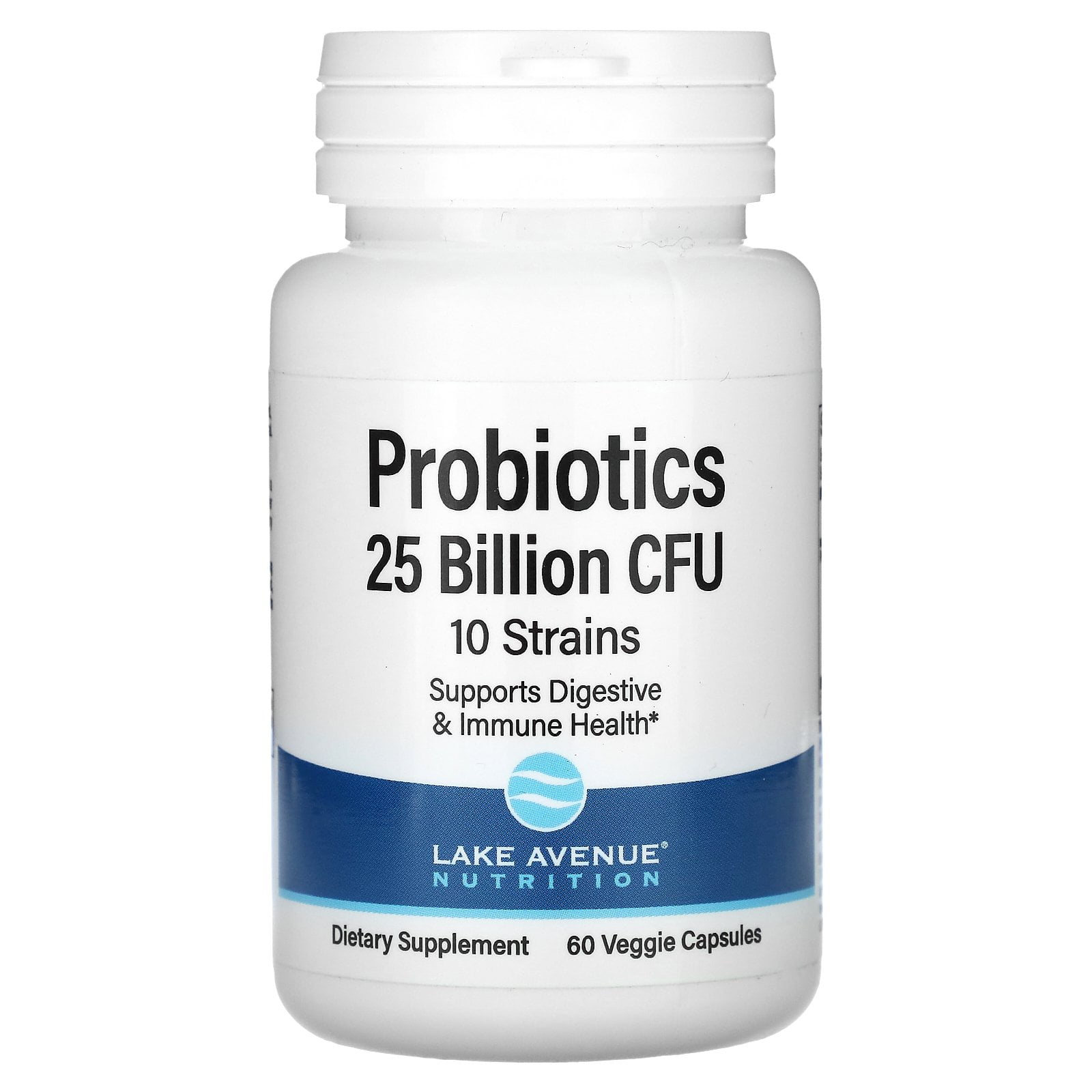 Lake Avenue Nutrition Probiotics, 10 Strain Blend, 25 Billion CFU, 60 ...