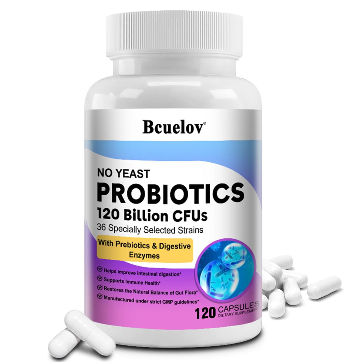 Probiotics 120 Billion CFUs | 36 Strains, with Prebiotics & Digestive ...