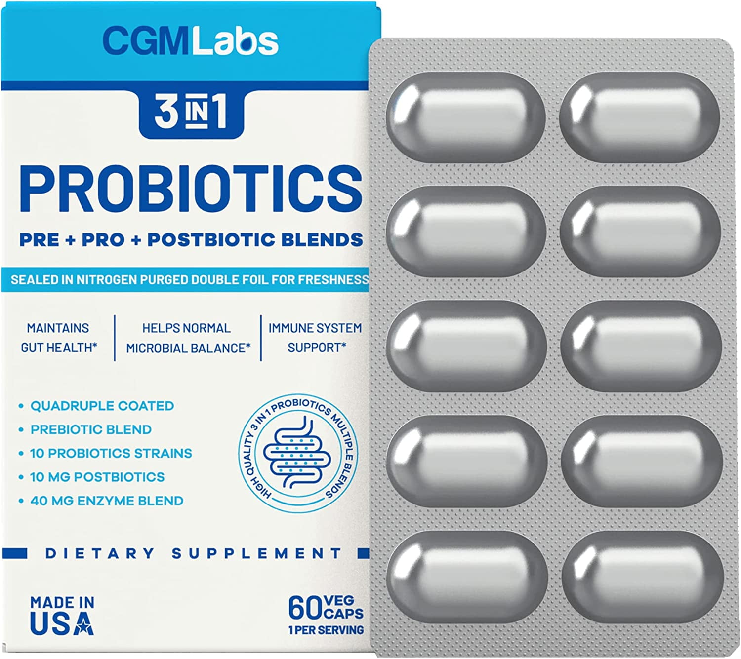 Probiotics 3 in 1 - Prebiotics + Probiotics + Postbiotics All in one ...